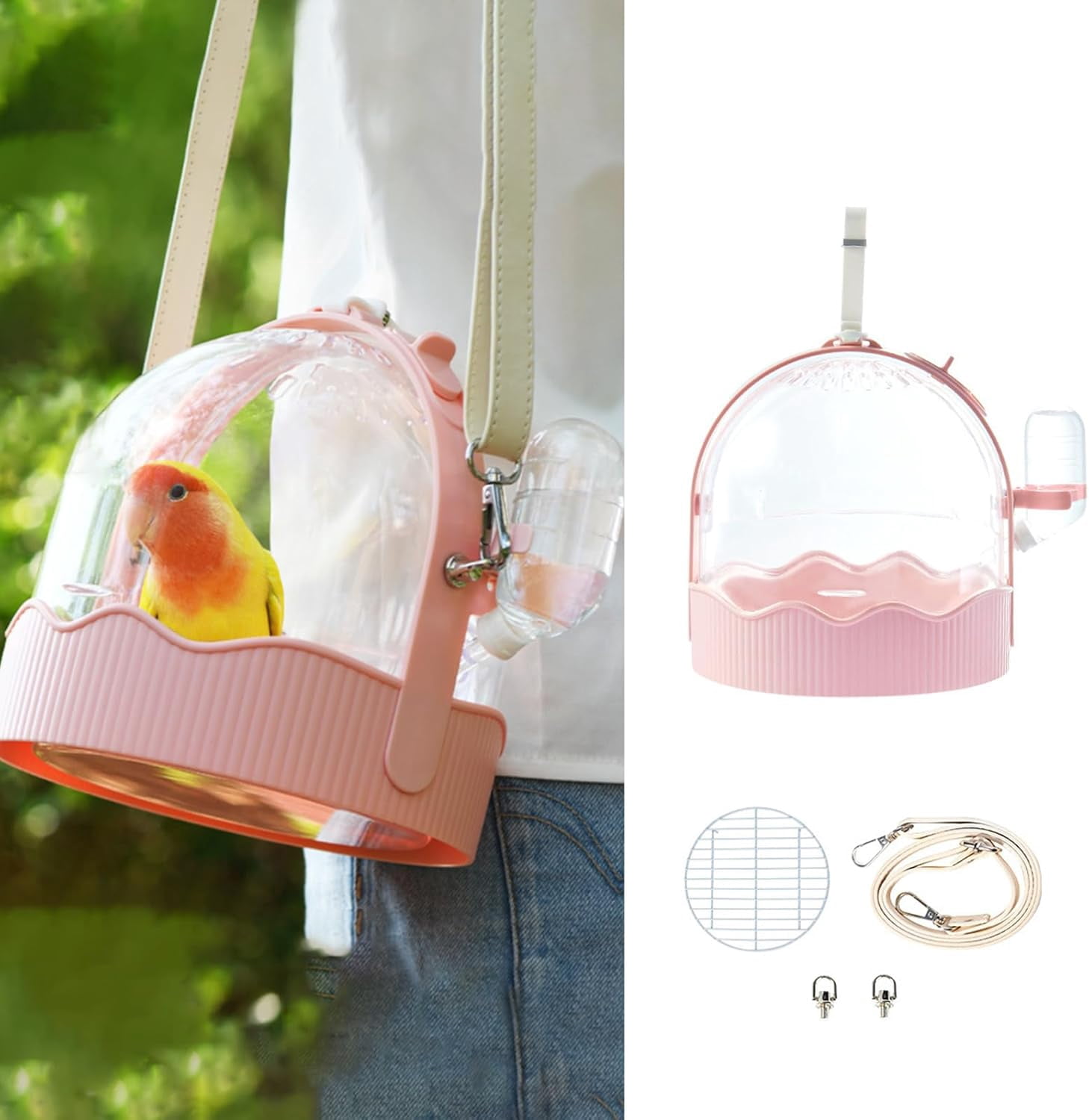 Scubrite Bird Carrier Cage with Water Bottle, Portable Travel Carry ...