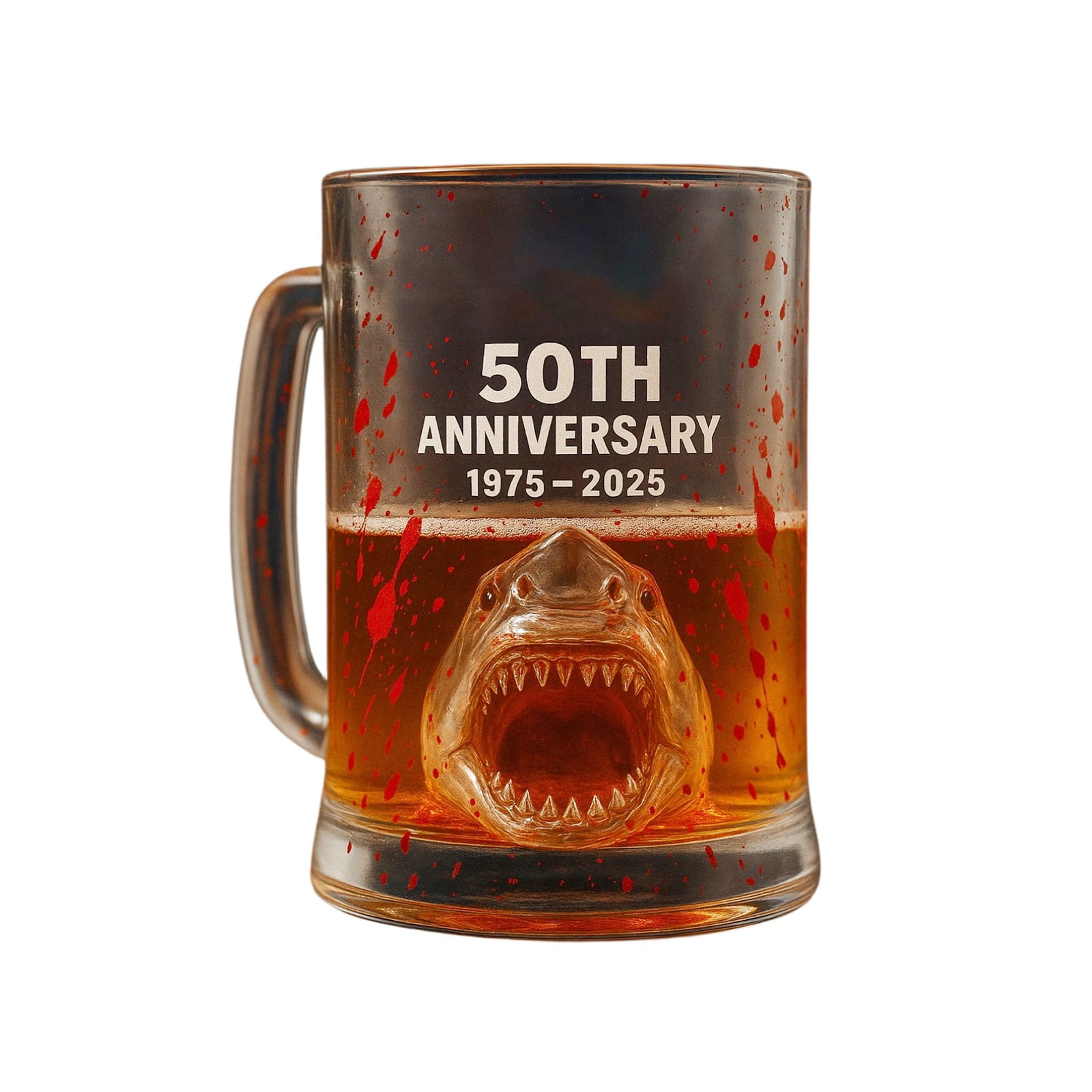 Scubrite Biting Shark Whiskey Glass,50Th Anniversary 1975-2025 Biting ...