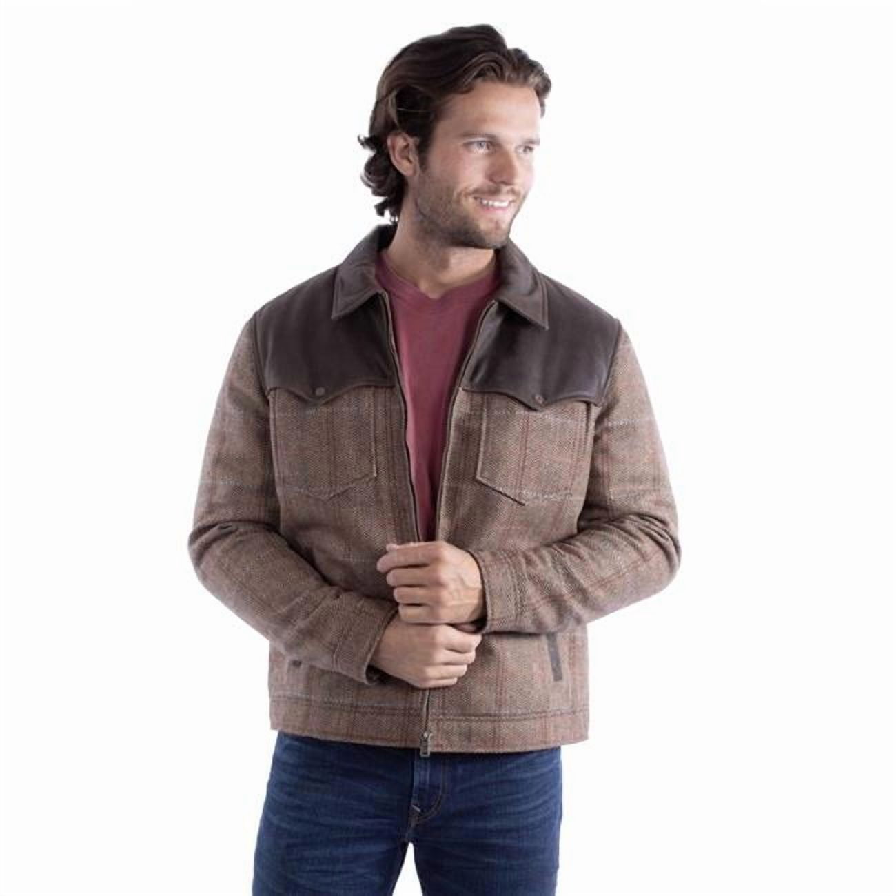Scully 2072-238-L Western Jacket Mens Leather Herringbone Zip, Brown ...