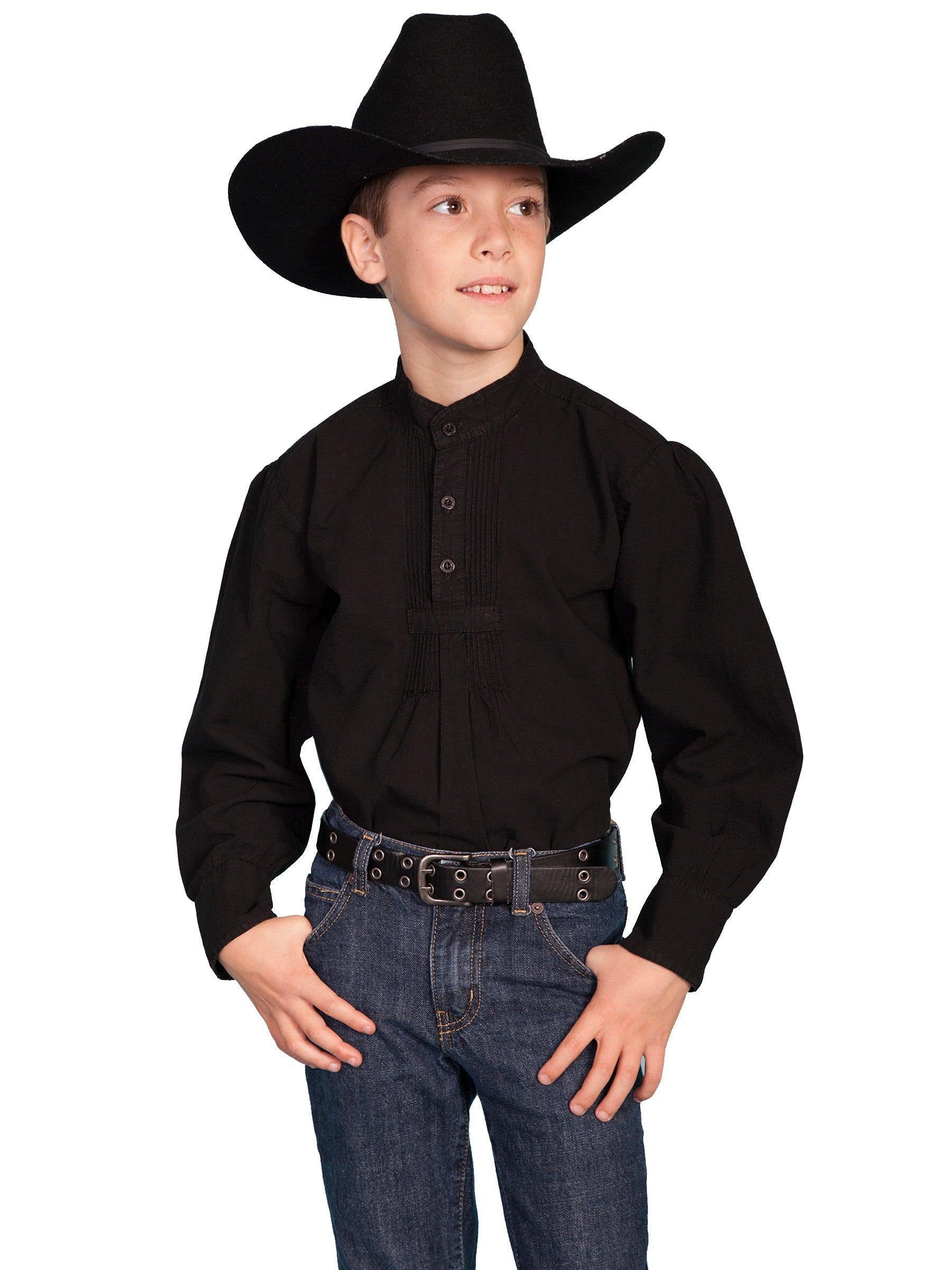 Scully 500020K-BLK-XL Kids Pleated Wah Maker Front Long Sleeve Shirt ...