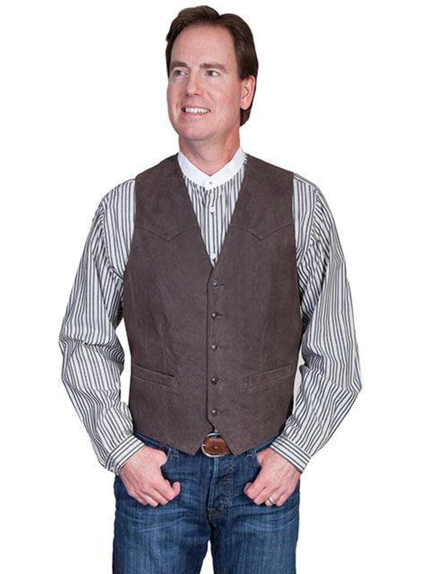 Scully Leather 100% Leather Brown Western Vest/Single Point - Walmart.com