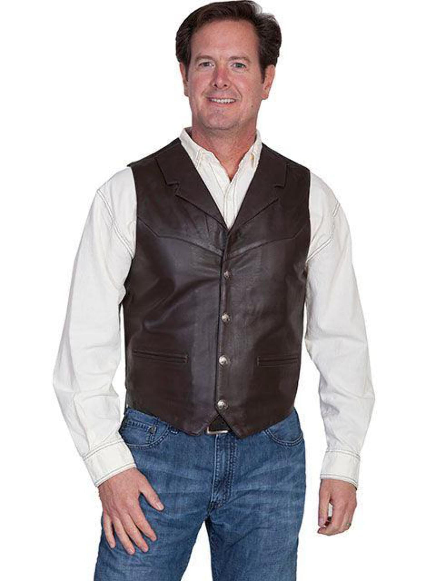 Scully 509-143-L Mens Leather Wear Lamb Lapel Vest- Brown Soft Touch ...