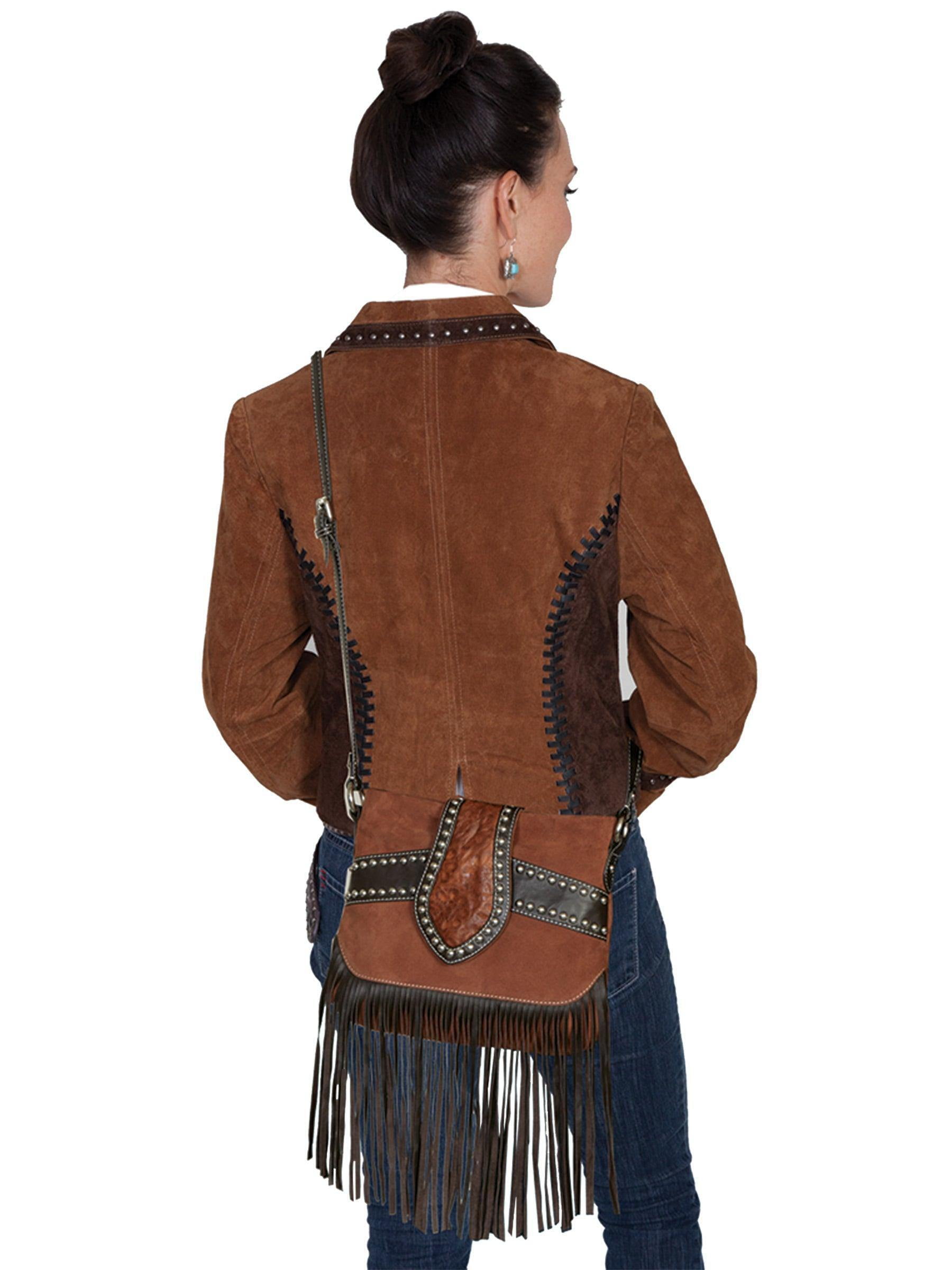 Scully Bolero Tooled Suede And Leather Fringe Handbag - Walmart.com