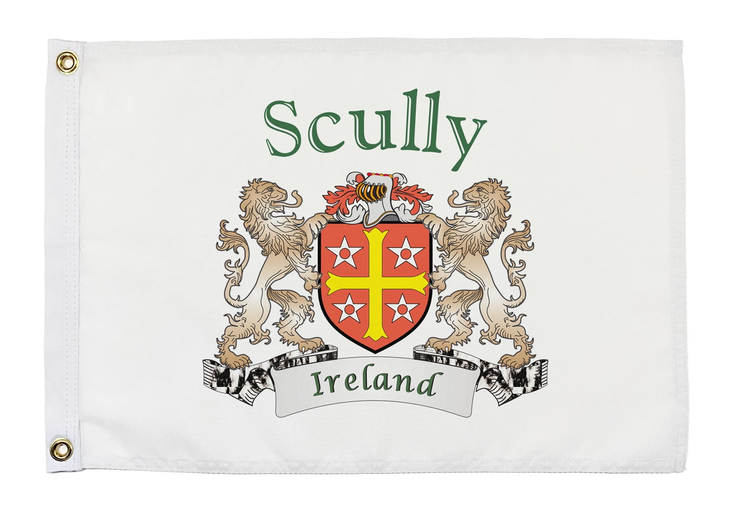 Scully Irish Coat of Arms Small White Flag - 16"x10.5" inches - Walmart.com