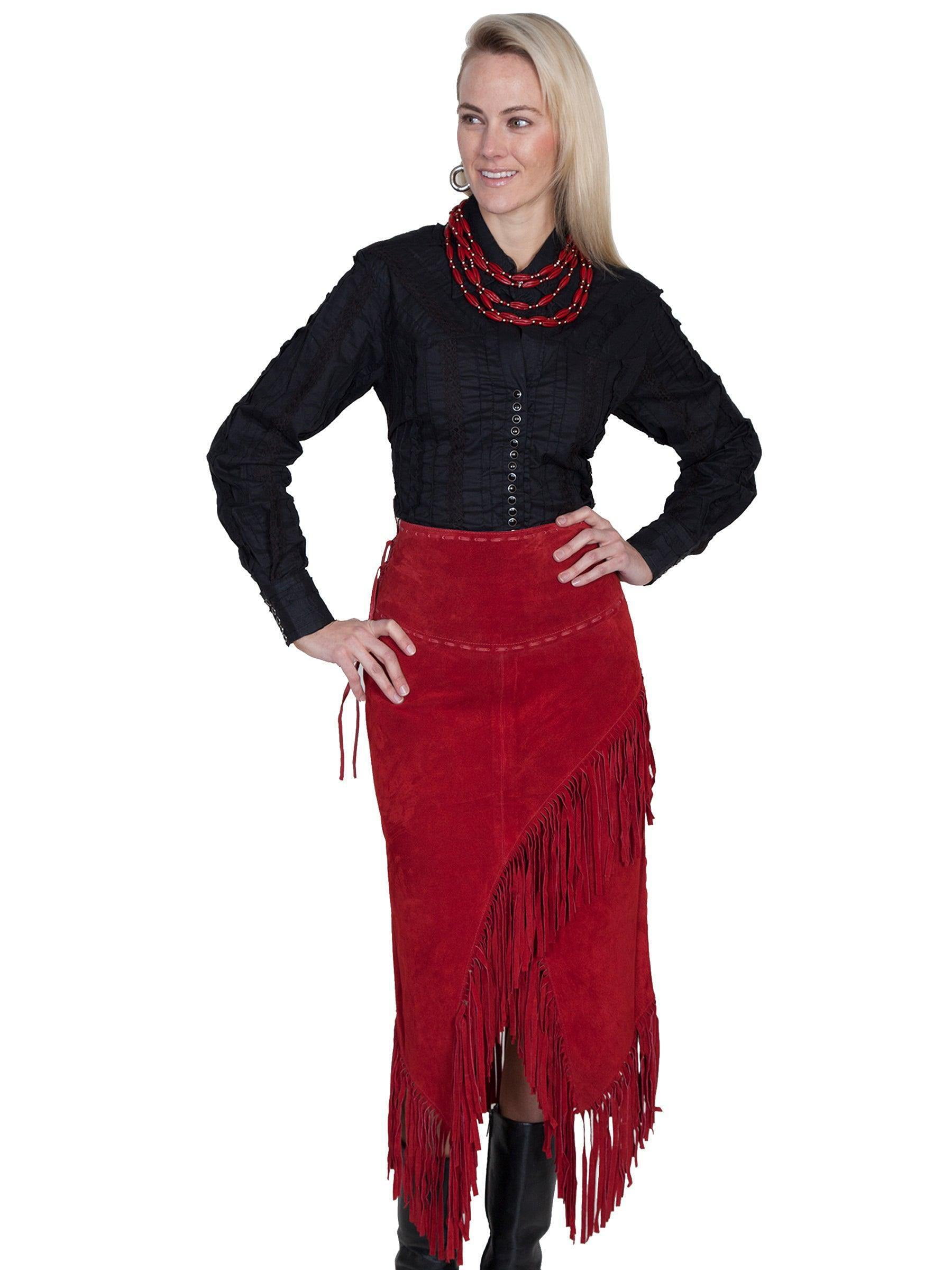 Scully L659-27-XL Womens Leather Skirt - Red Boar Suede- Extra Large ...