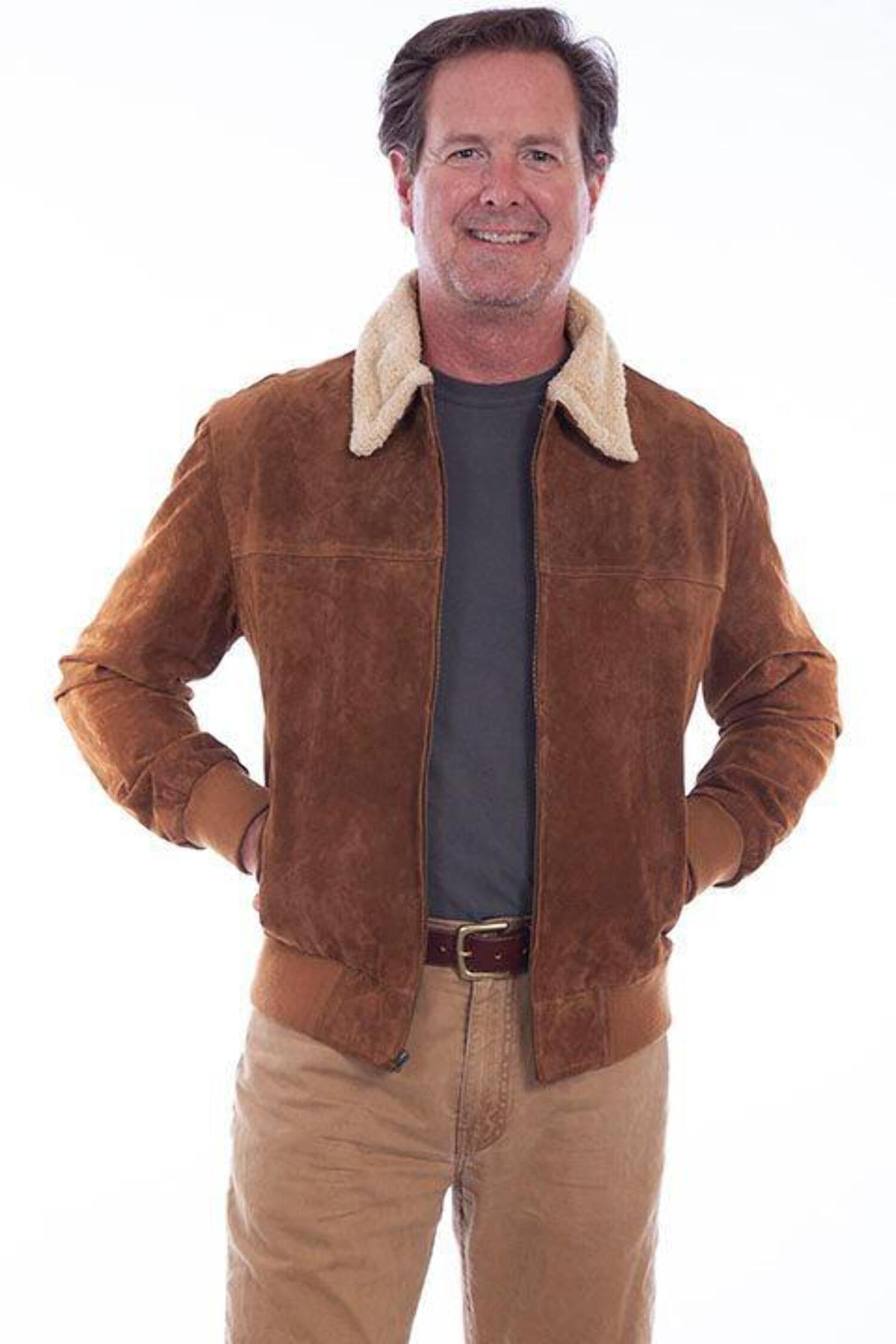 Scully Men's Western Suede Brown Bomber Jacket 2010-125 - Walmart.com