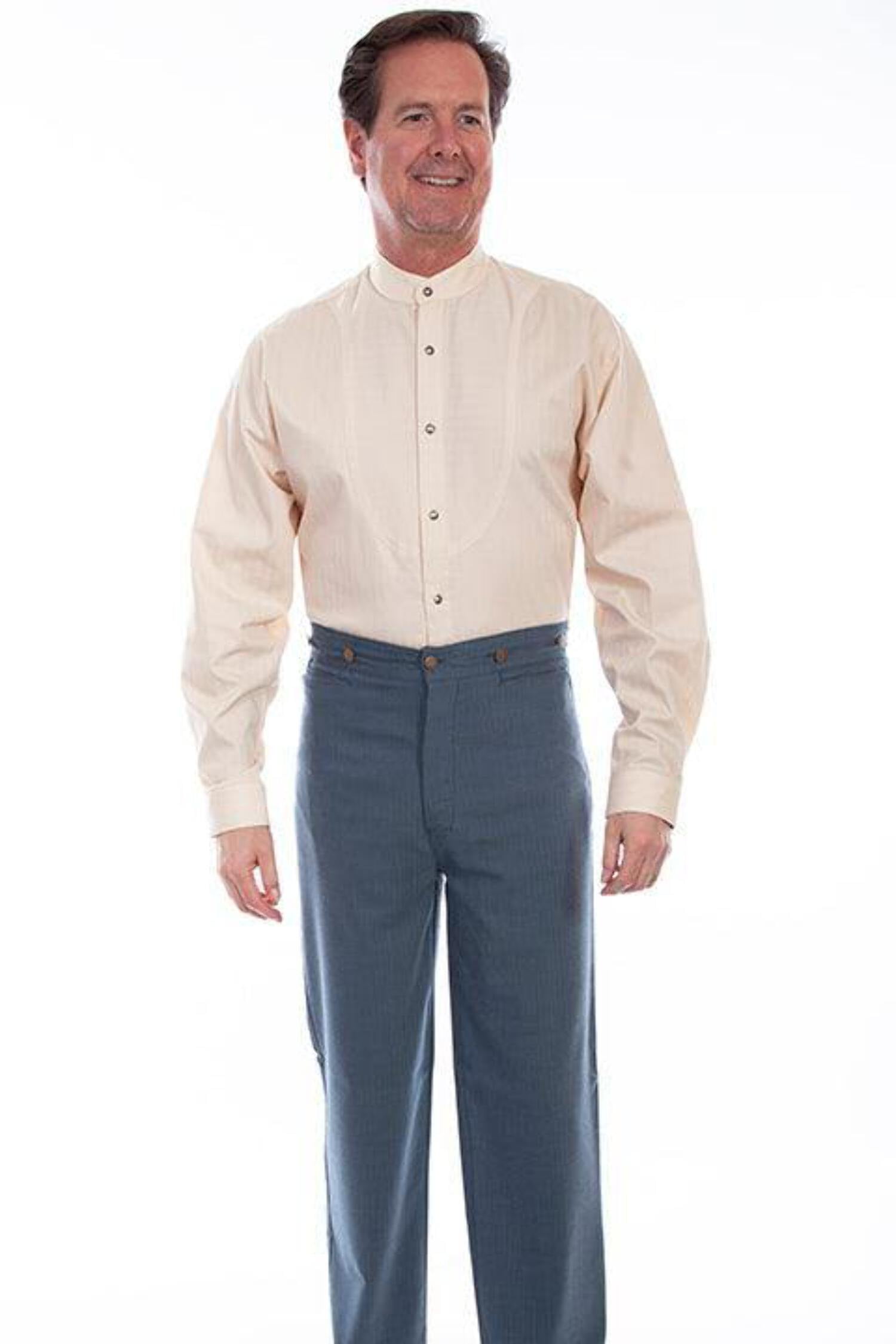 Scully RW341-BLU-36 Men Leather 95 Percent Cotton 5 Spandex Herringbone ...