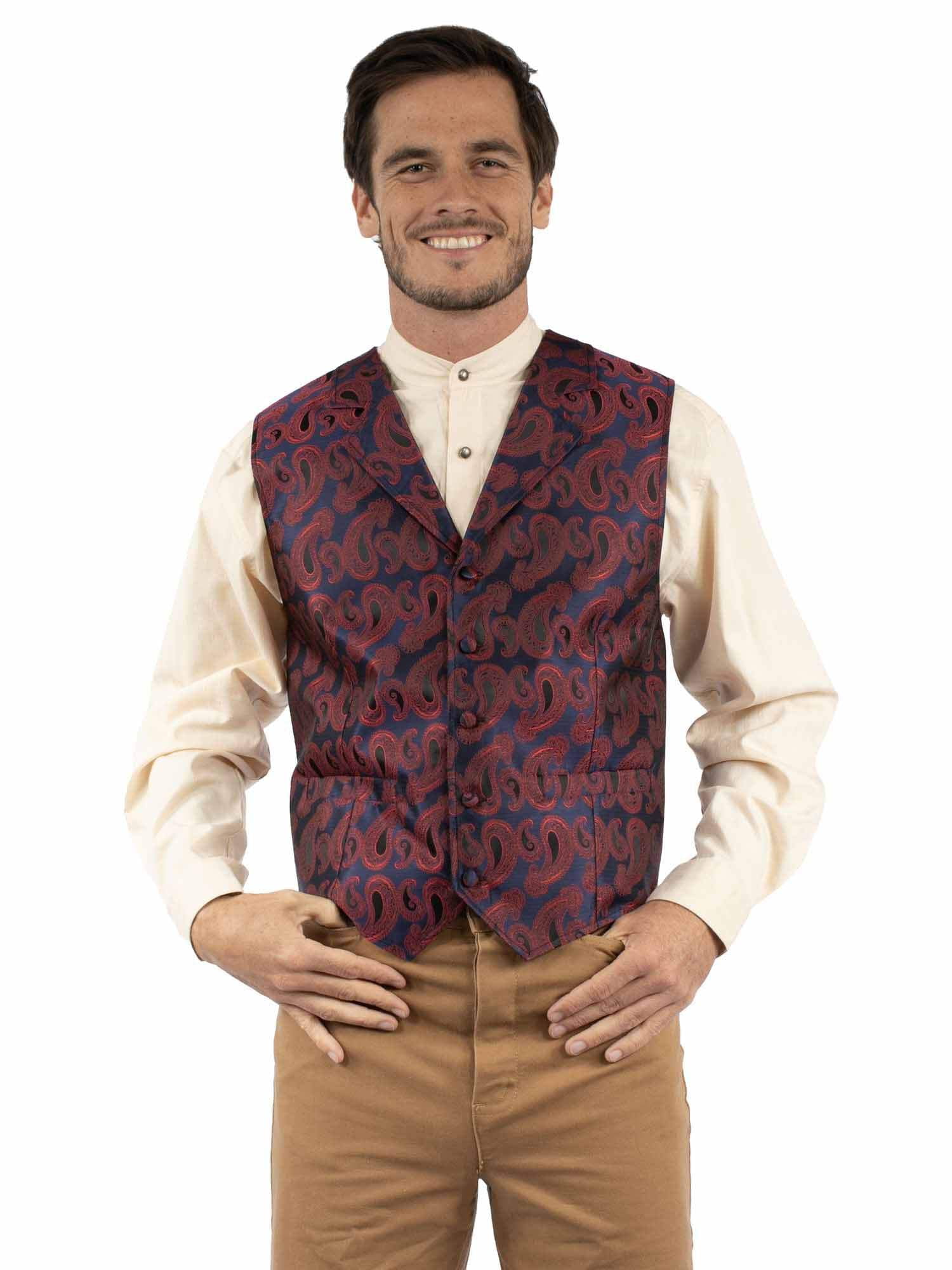 Scully Leather Blue Paisley Vest Big Tall - Walmart.com