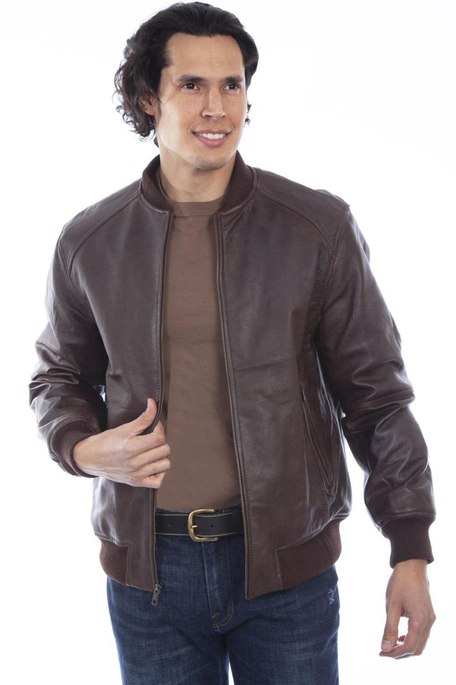 Scully Leather Brown 100% Leather Men's Jacket - Walmart.com