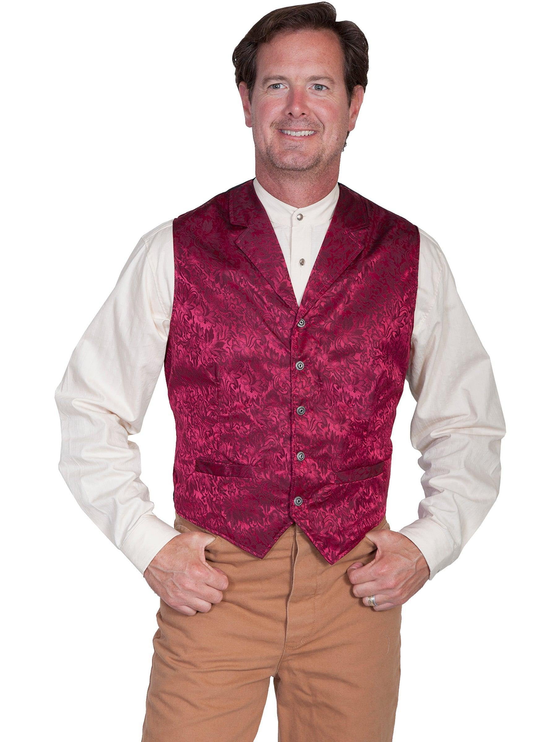Scully Leather Burgundy Silk Flor Single Breasted Mens Vest - Walmart.com