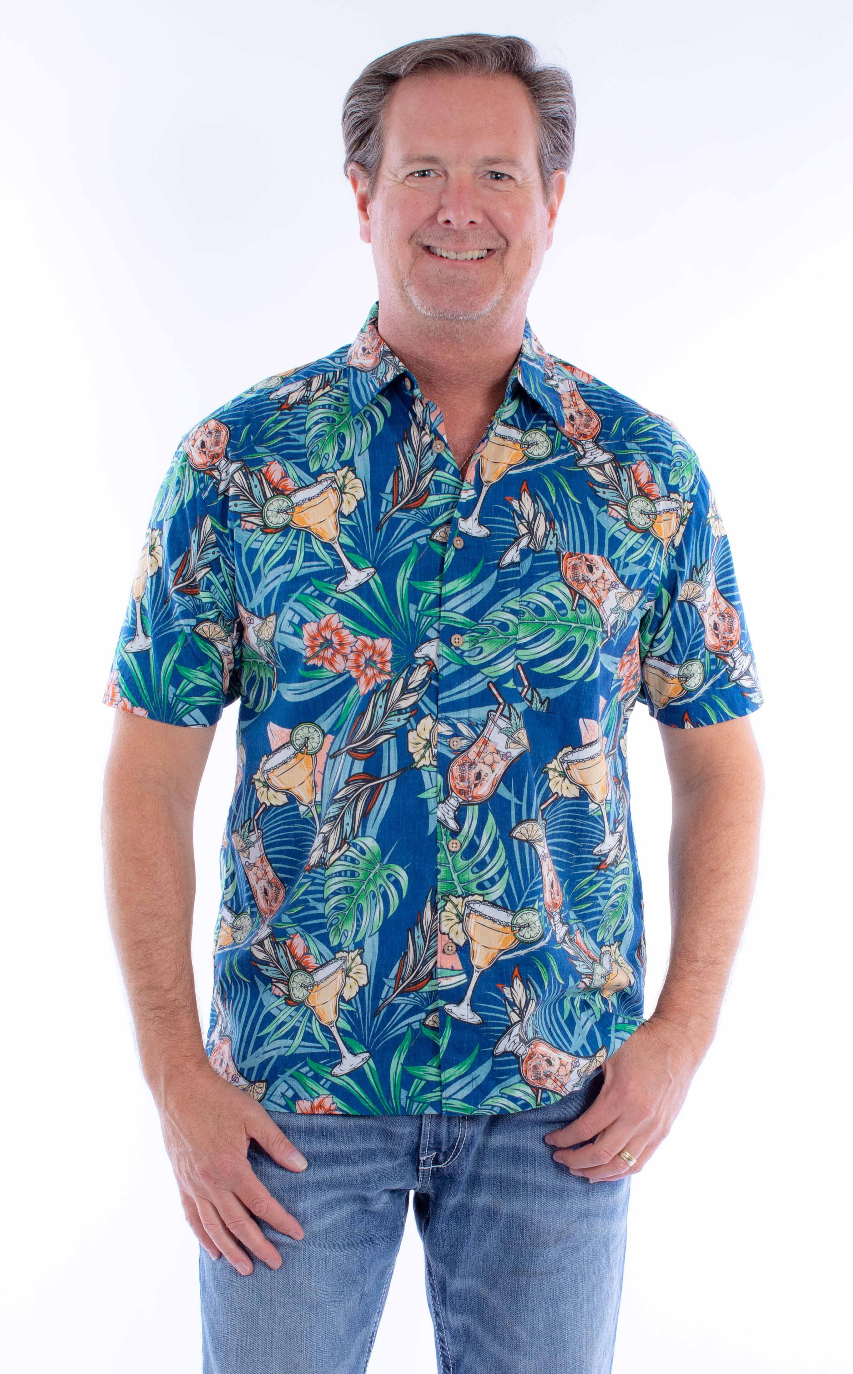 Scully Leather Farthest Point S/S Cocktails Skulls Shirt - Walmart.com