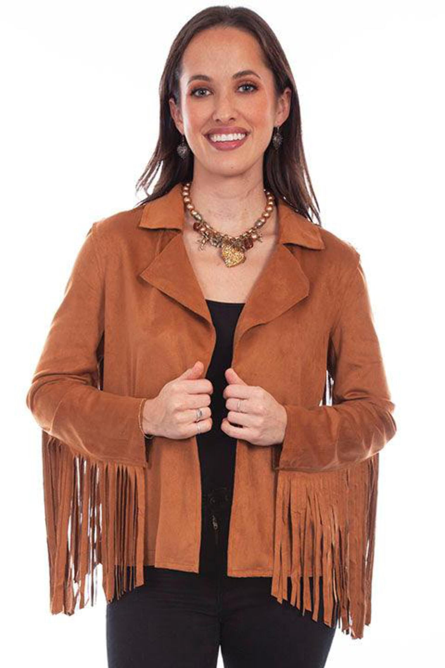 Scully HC769-BRN-S Women Leather Honey Creek Ultra Suede Fringe Jacket ...