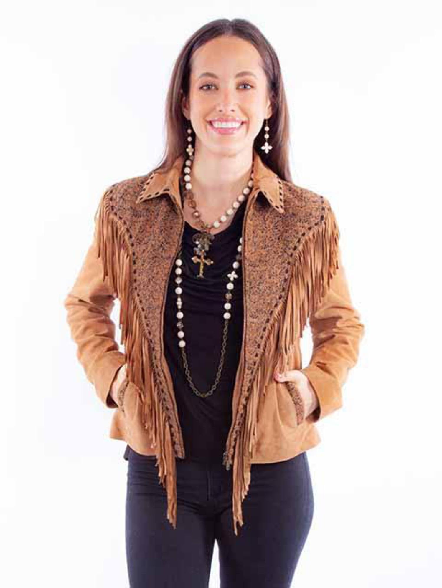 Scully Leather L1088-82 XS Ladies Lamb Suede Fringed Jacket, Tan ...