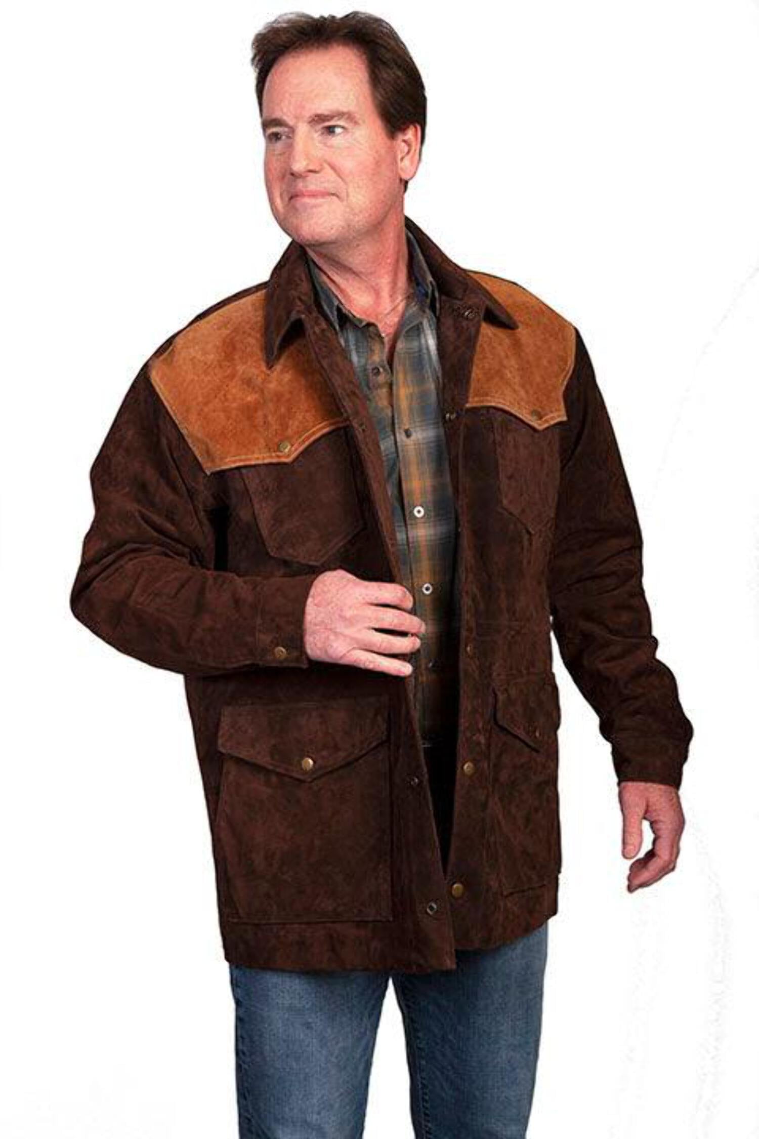 Scully® Men's Ranch Style Two-Toned Suede Chocolate Snap Coat 1099-86 ...
