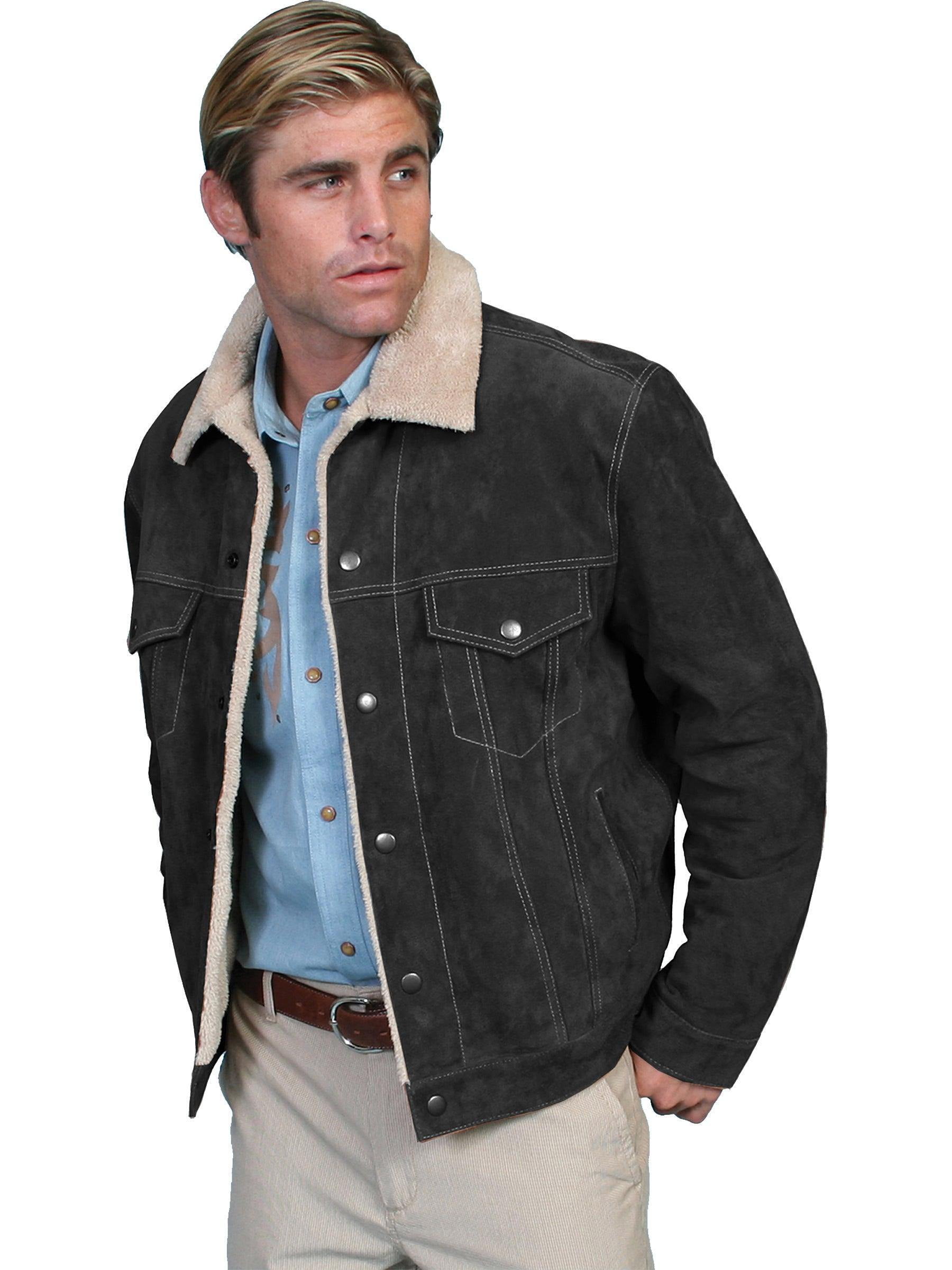 Scully Leather Mens Boar Suede Sherpa Fleece Jean Jacket Black XXL ...