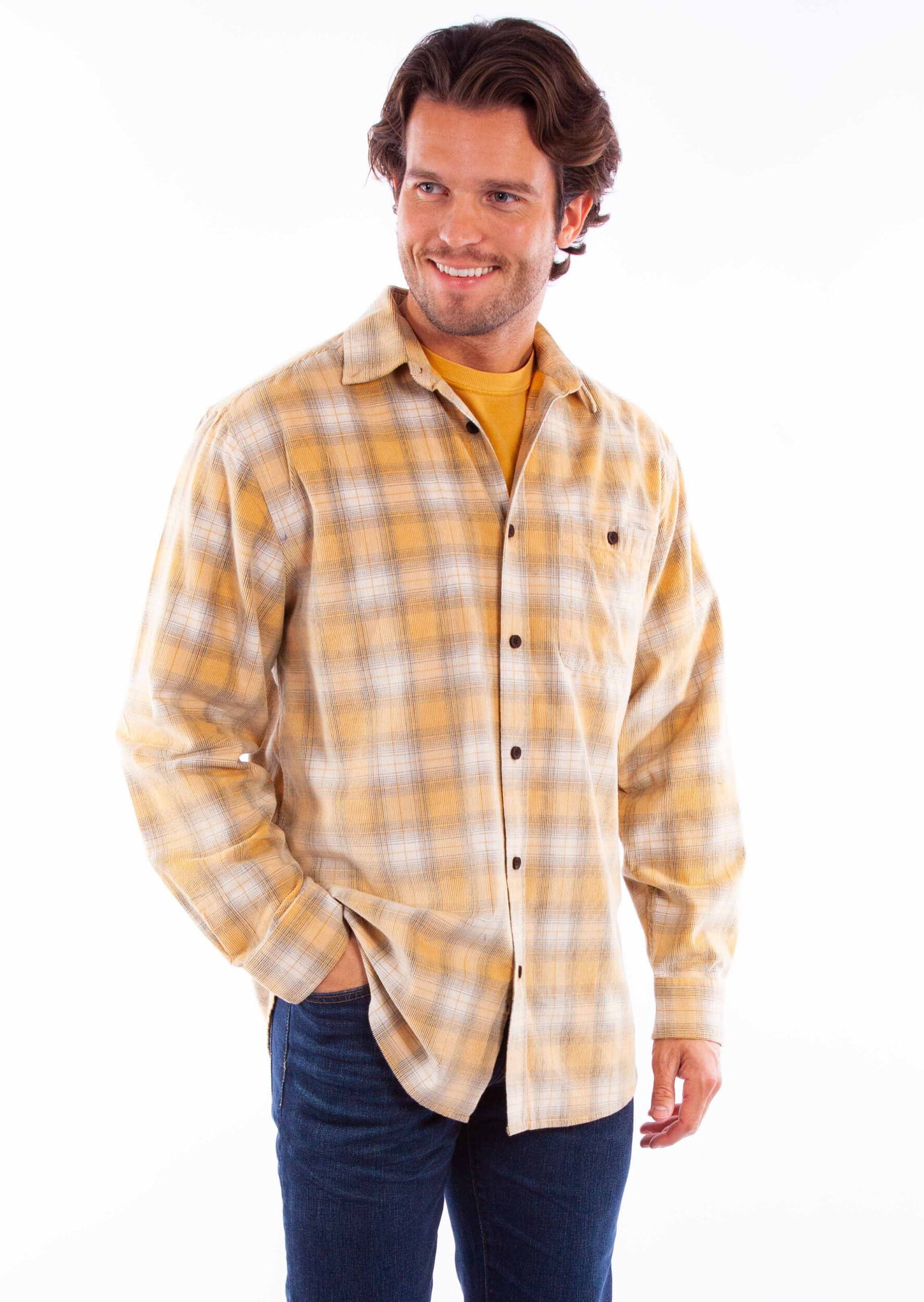 Scully Leather Mens Natural FLANNEL SHIRT - Walmart.com