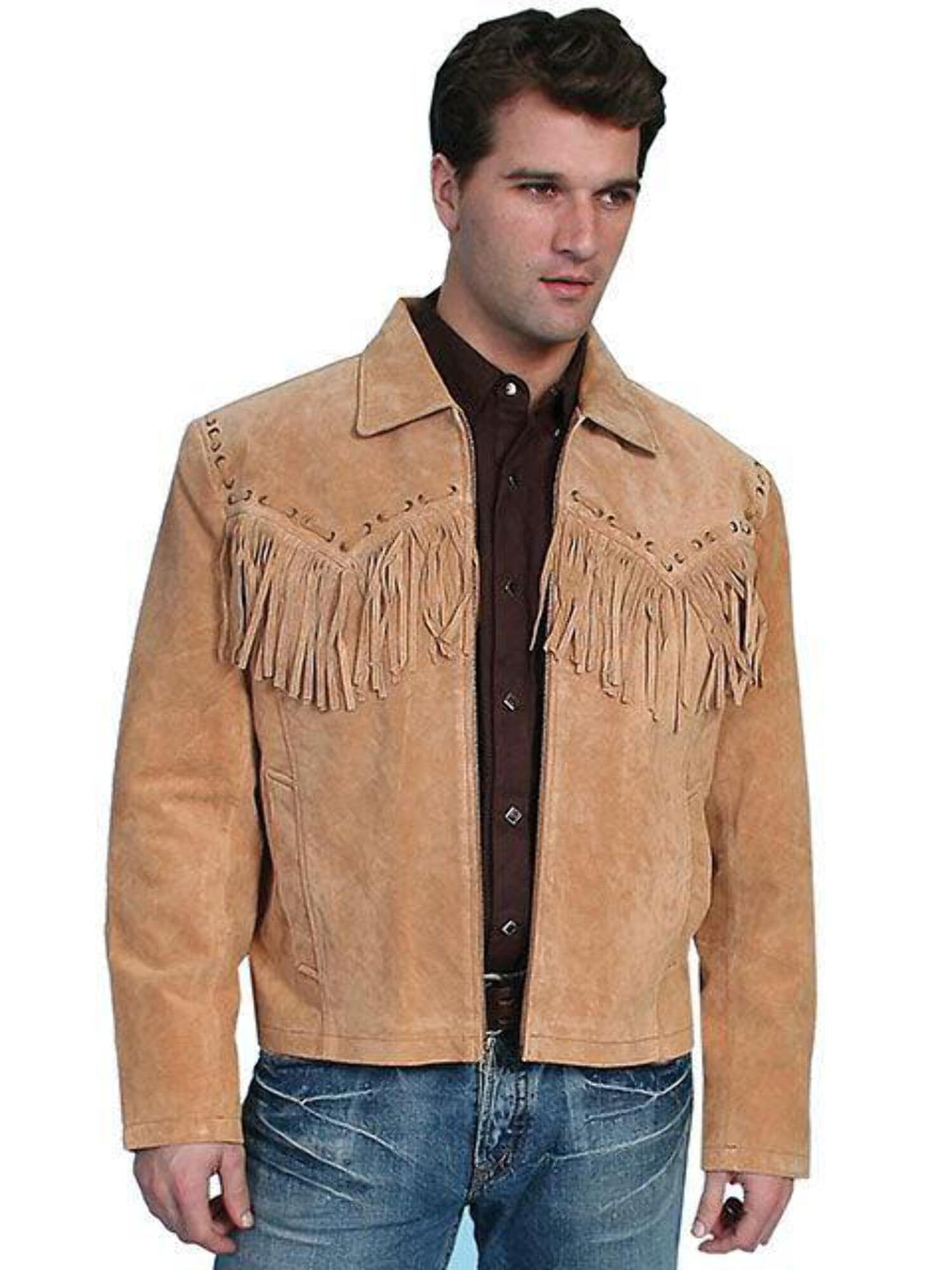 Scully Leather Mens Western Boar Suede Fringe Jacket Bourbon 3X ...