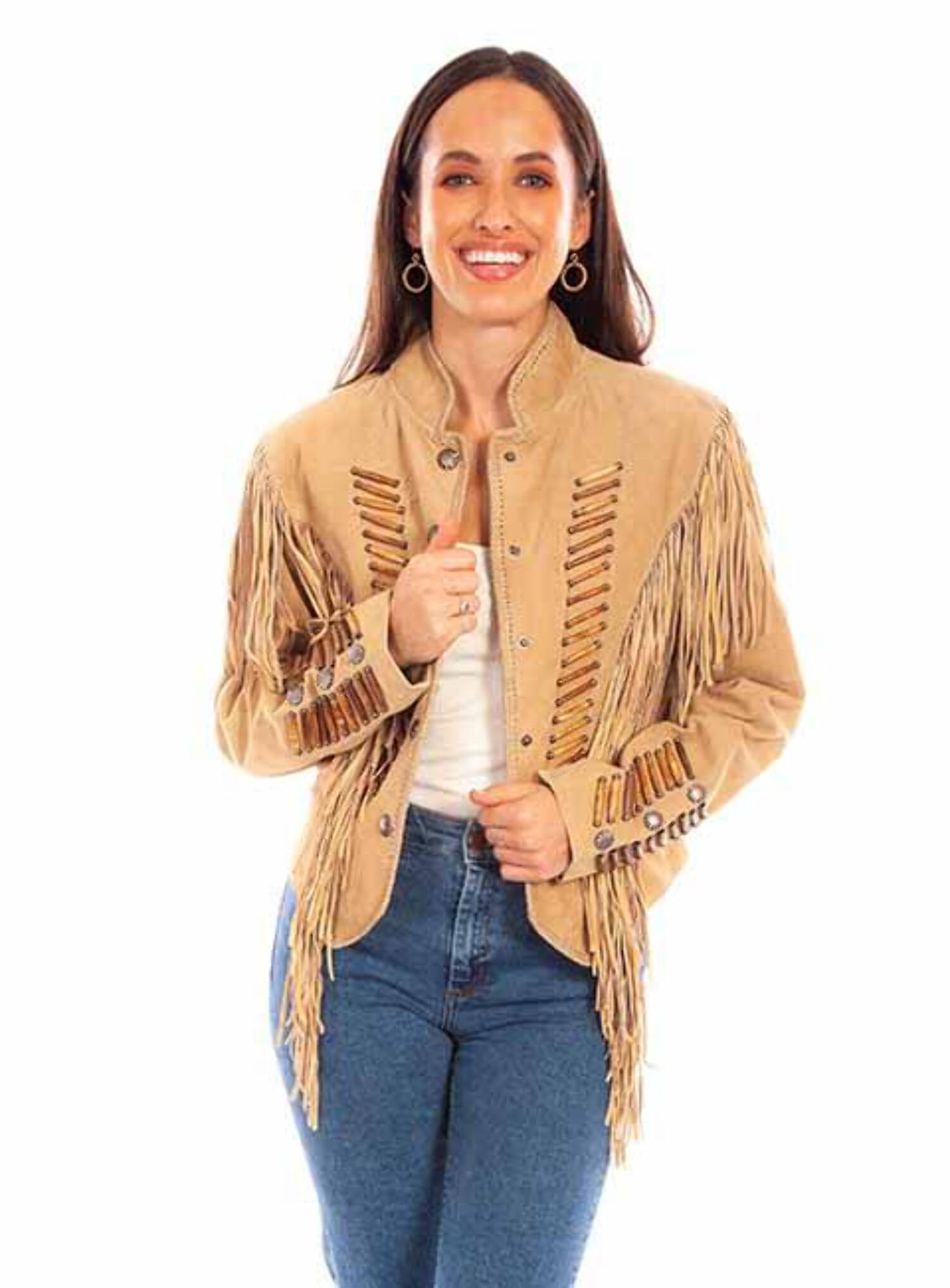 Scully Leather Old Rust Fringe/Lacing Jacket - Walmart.com
