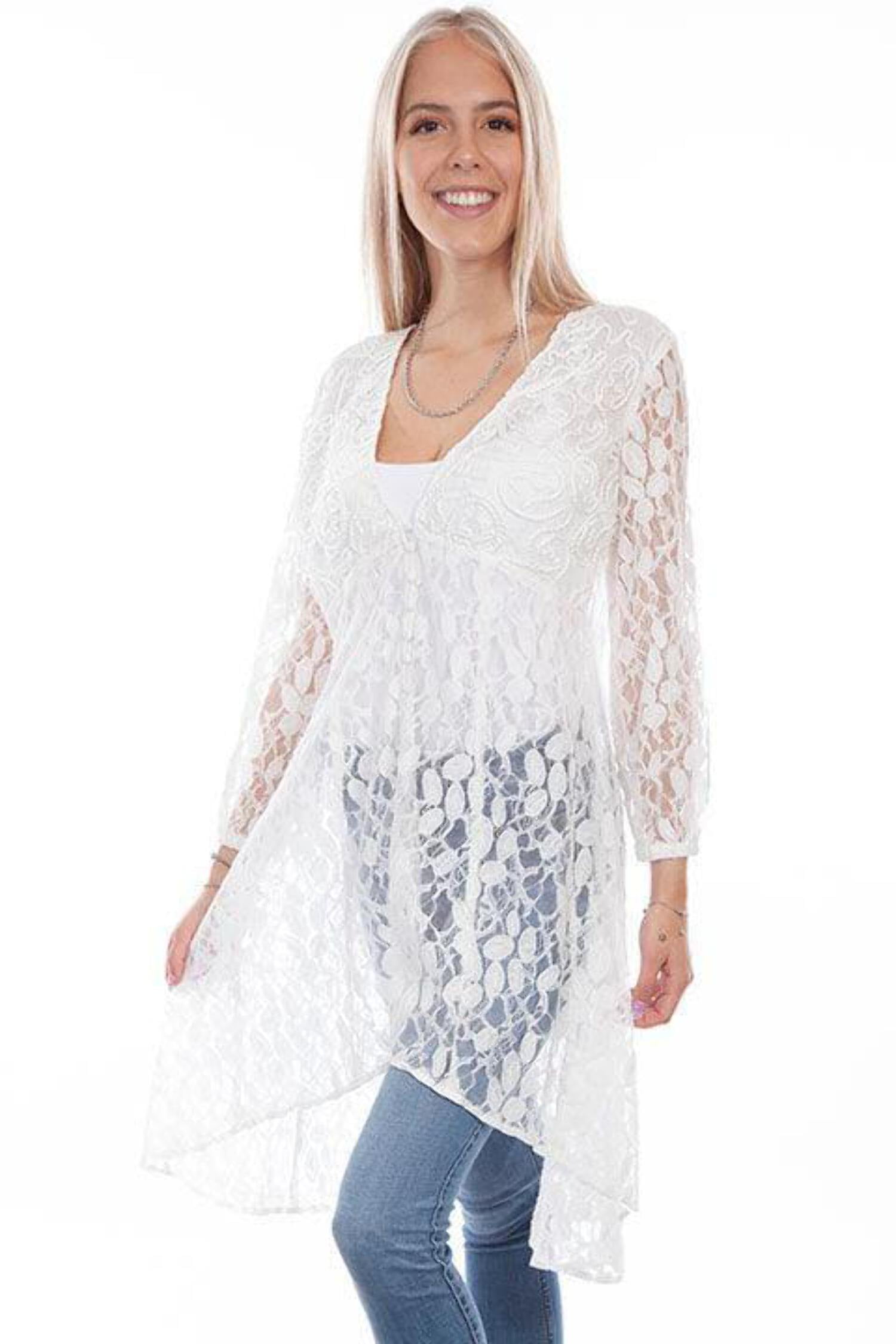 Scully Leather White Lace Overlay Duster W/Embroidered Bust - Walmart.com