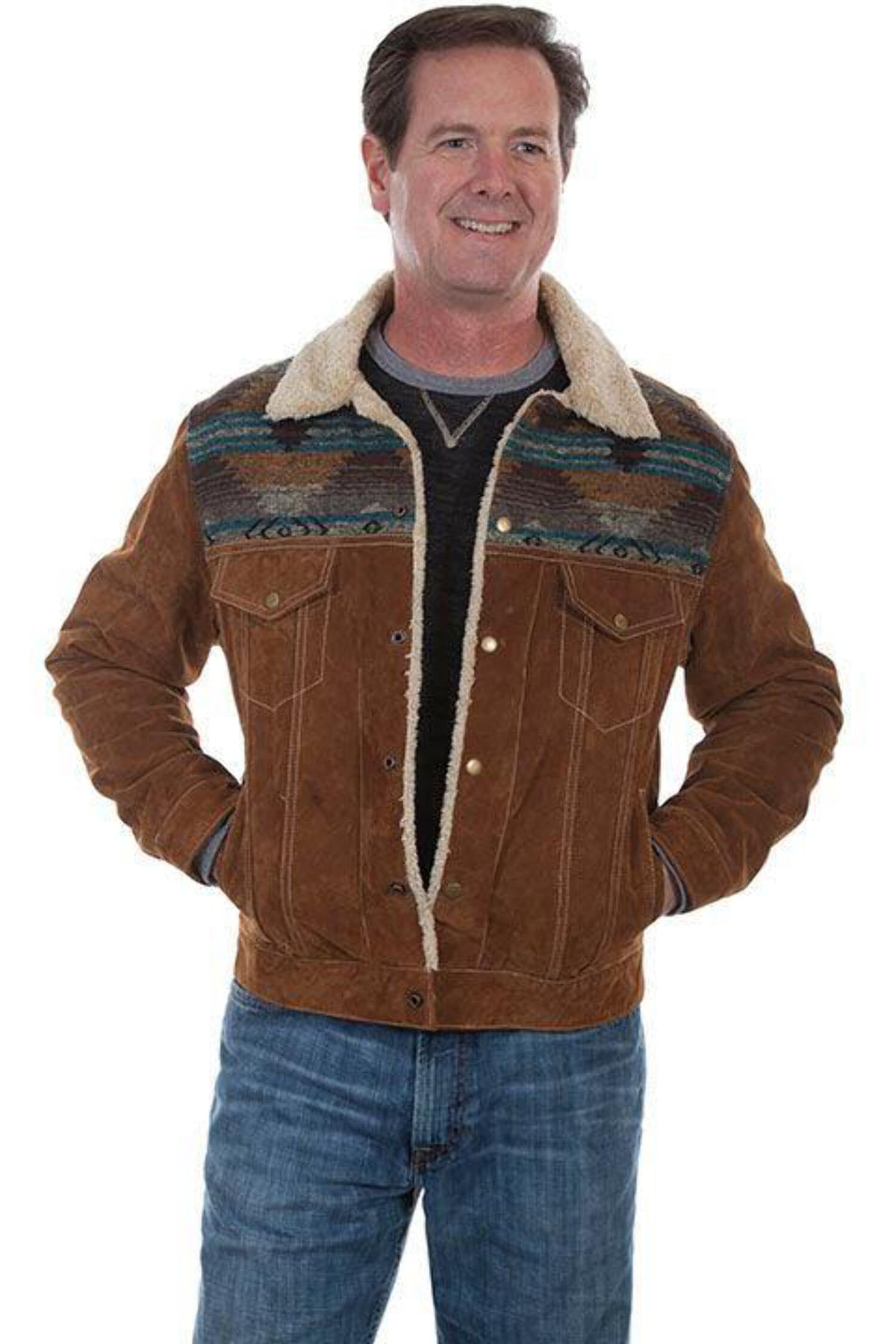 Scully Men's Boar Suede Jean Jacket Brown Medium - Walmart.com