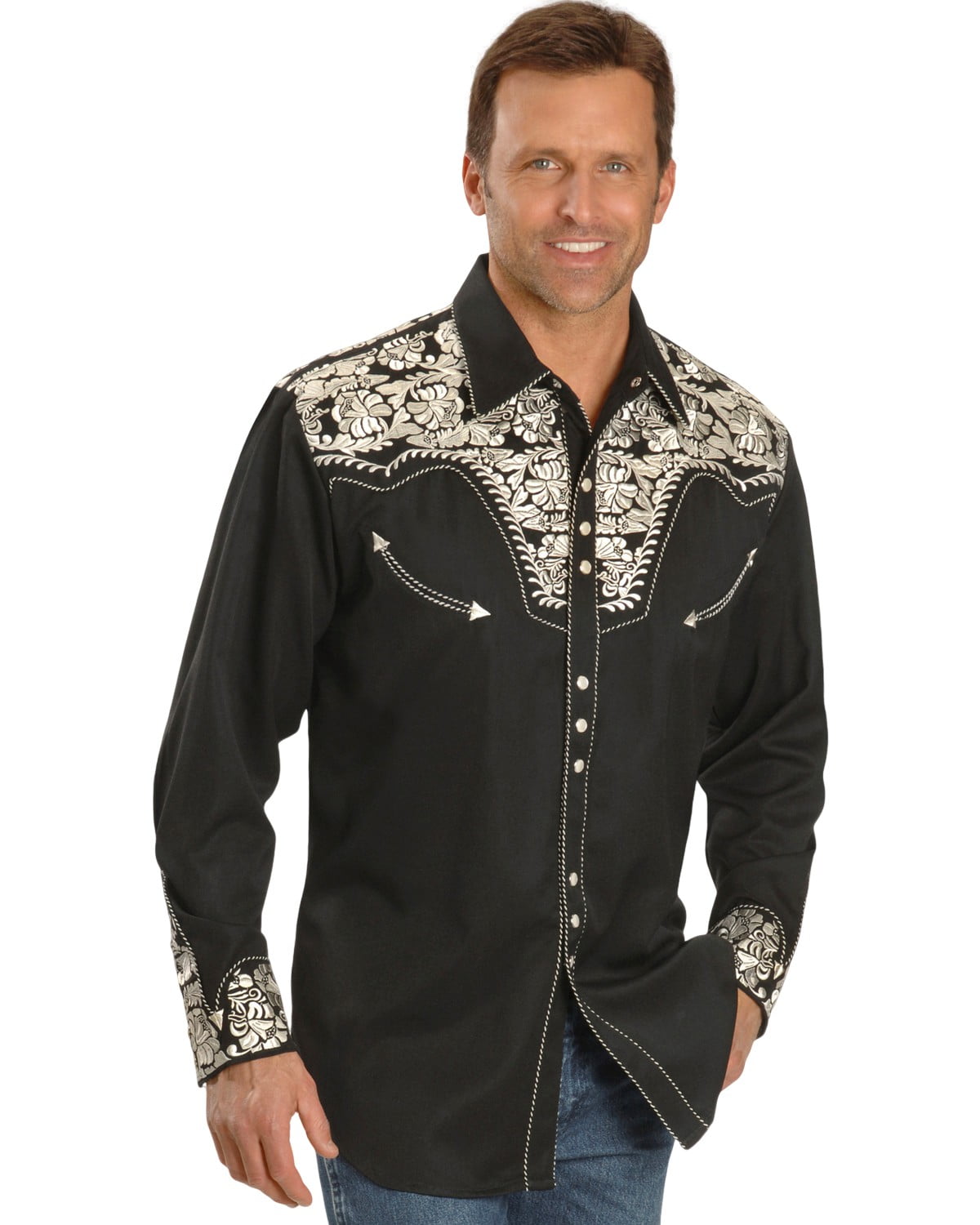 Scully P-634-SIL-S Mens Western Shirt - Silver- Small - Walmart.com