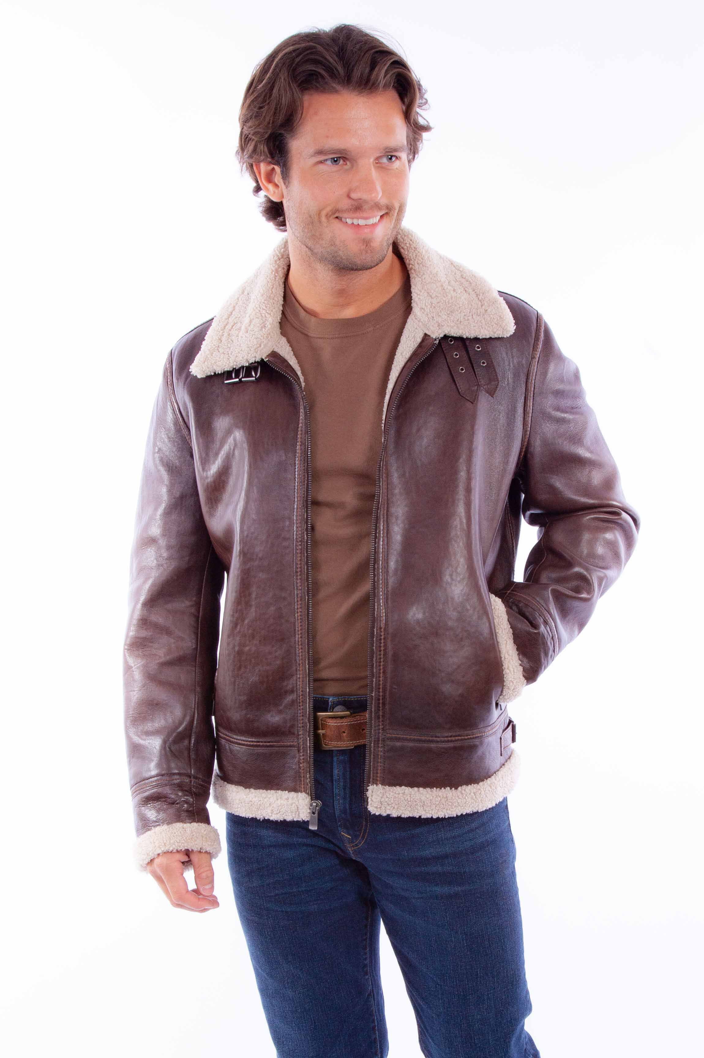 Scully Men's Sherpa Lined Leather Jacket - 2049-702 Medium - Walmart.com