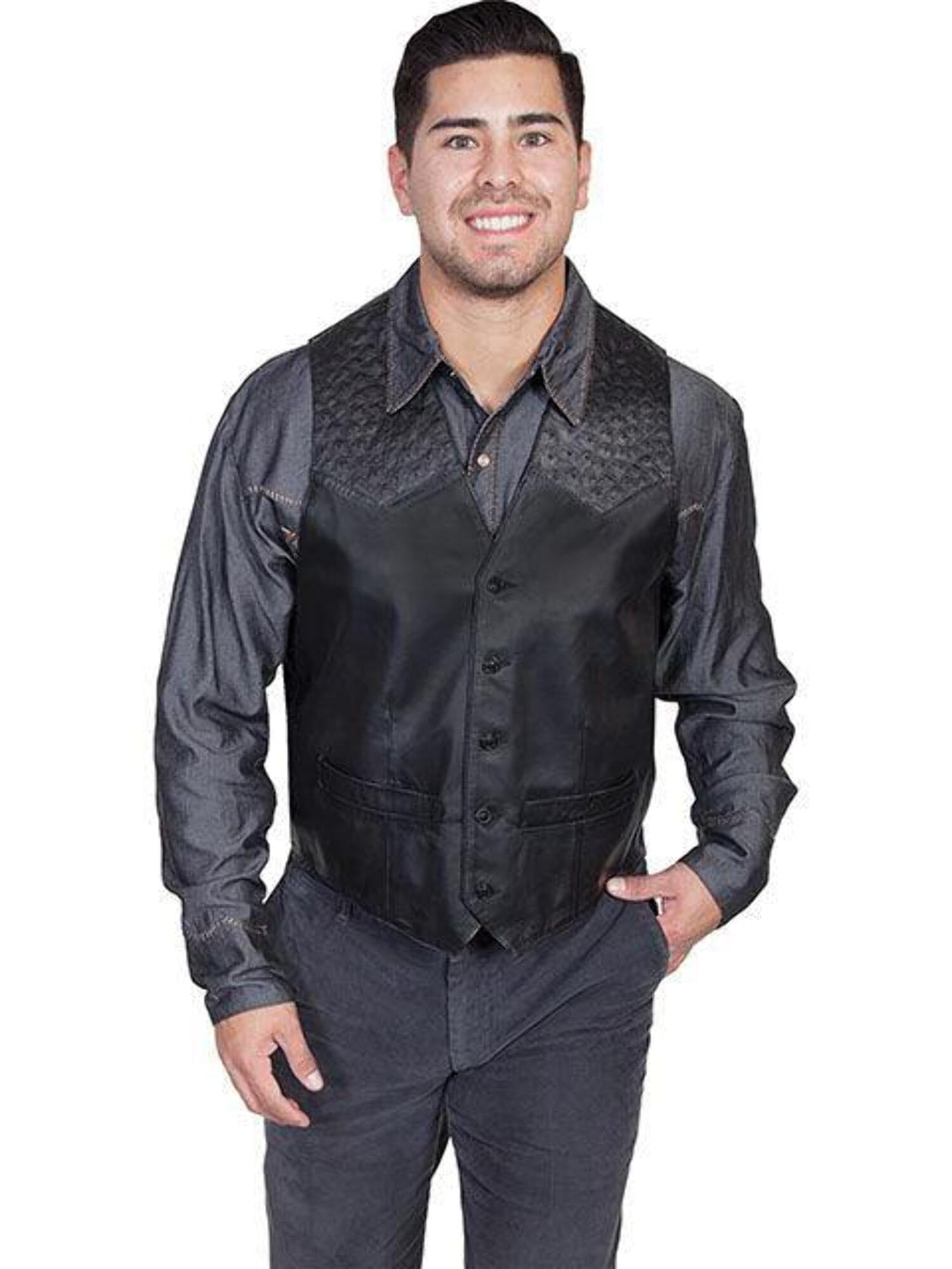 Scully Mens Black Lamb/Ostrich Western Vest 40 - Walmart.com