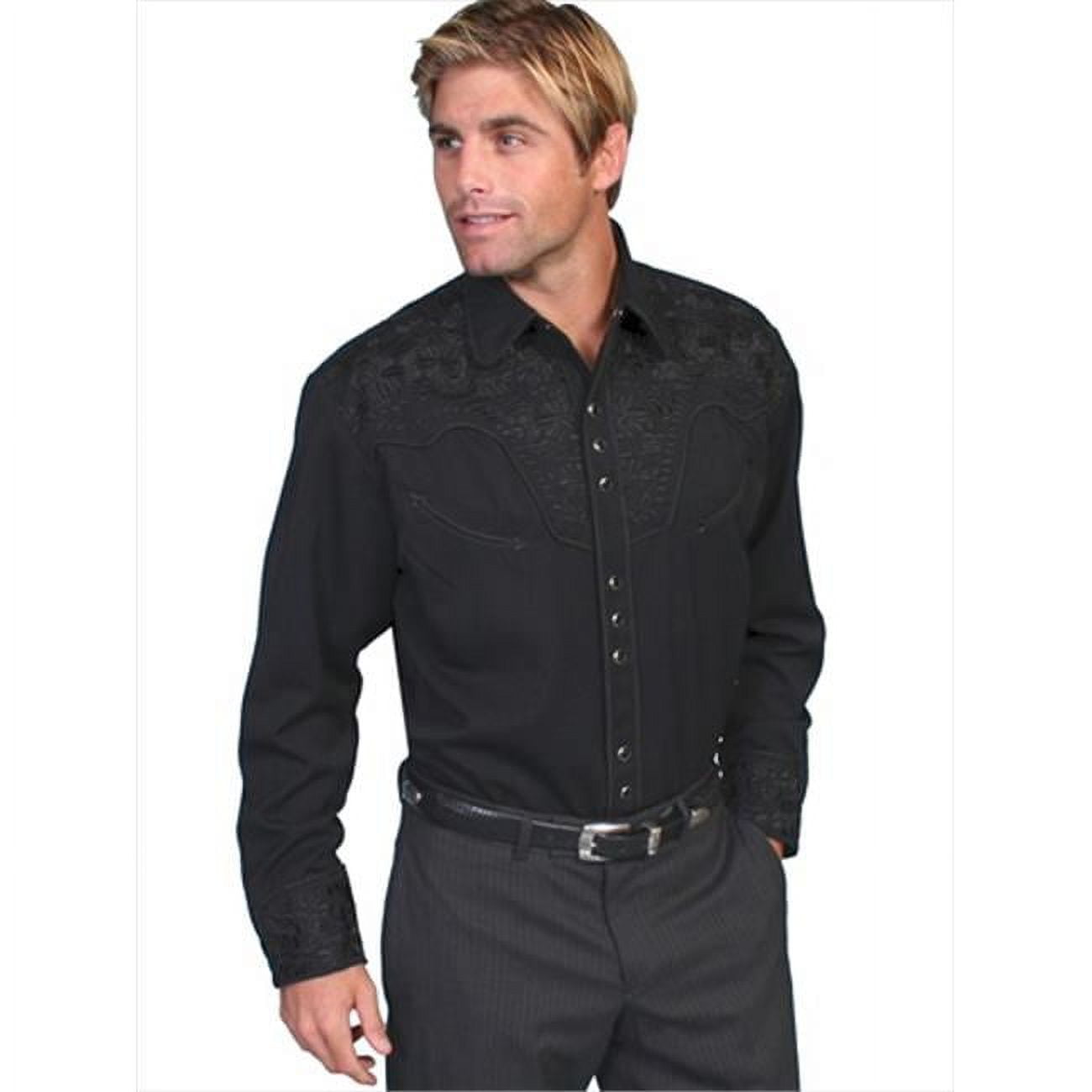 Scully Mens Western Shirt - Jet Black - Small - Walmart.com