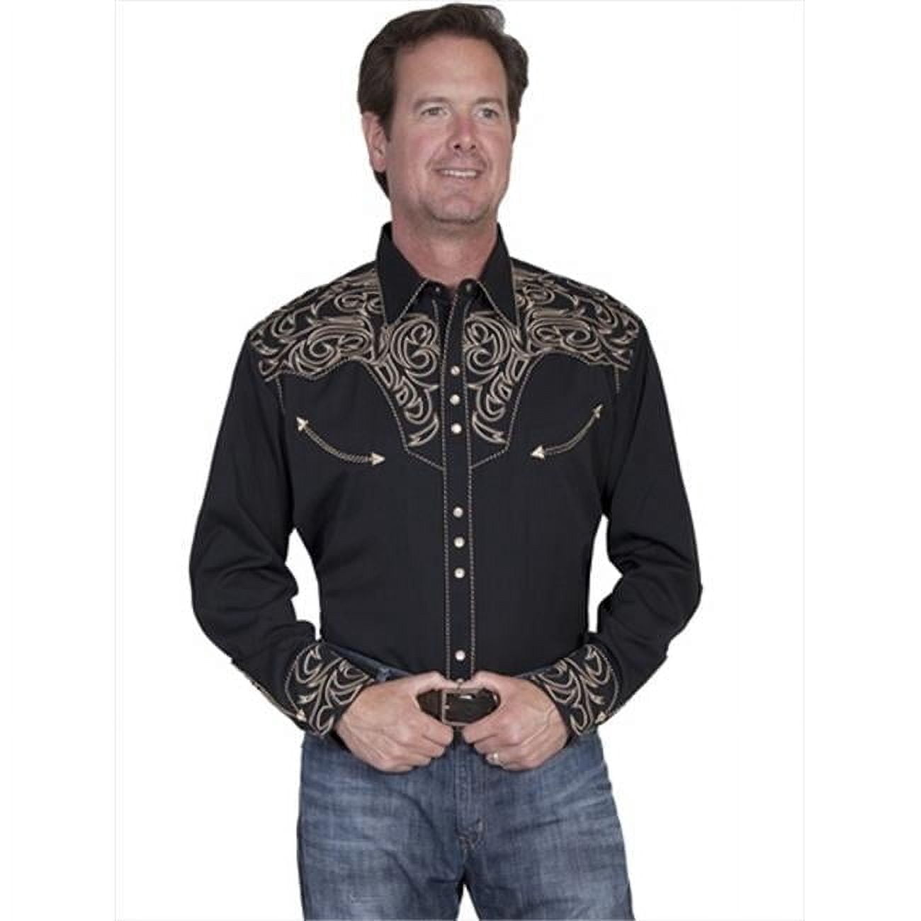 Scully Men's Embroidered Scroll Long Sleeve Snap Western Shirt - P-852 ...