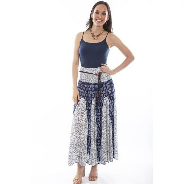Scully PSL-268 BWH XL Female Multi-Print Panel Skirt, Blue & White ...