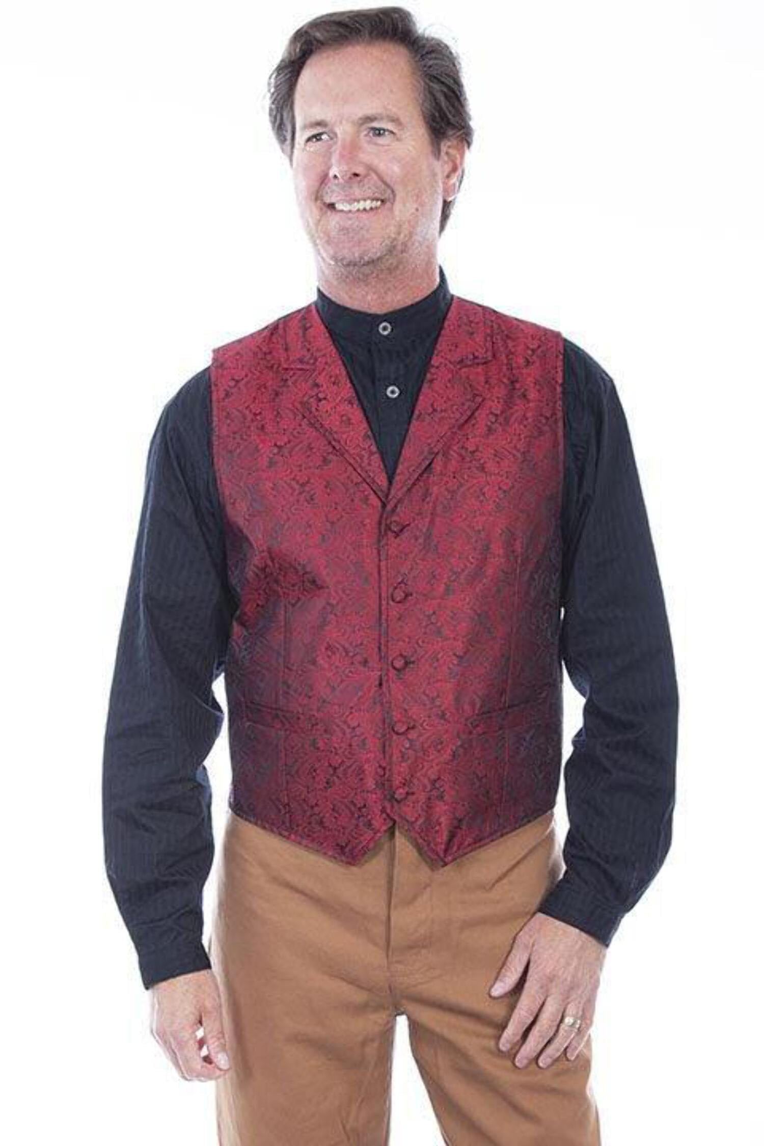 Scully Western Vest Mens Quality Paisley Button M Red F0_RW093 ...