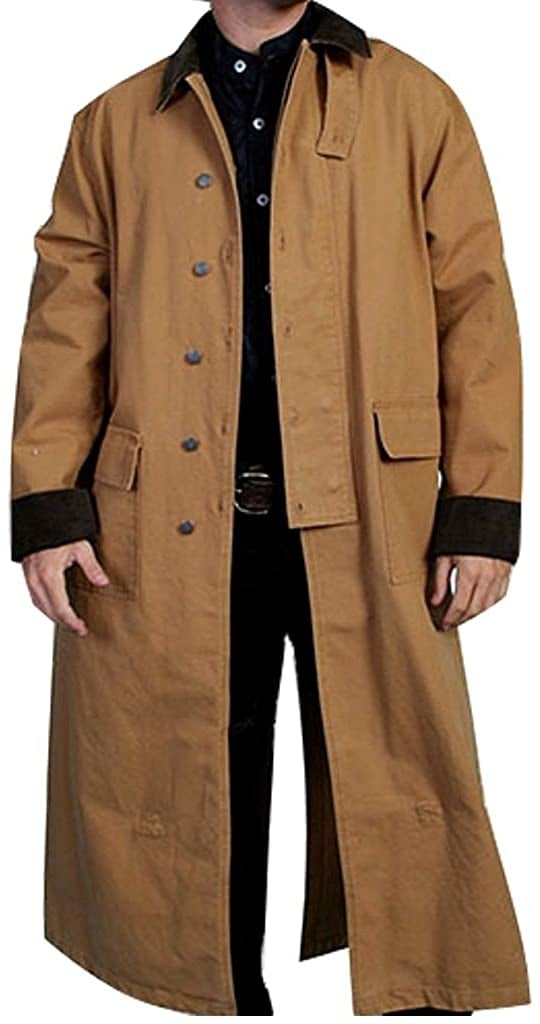 Scully RangeWear Mens Brown 100% Cotton Long Overcoat Duster Coat L ...