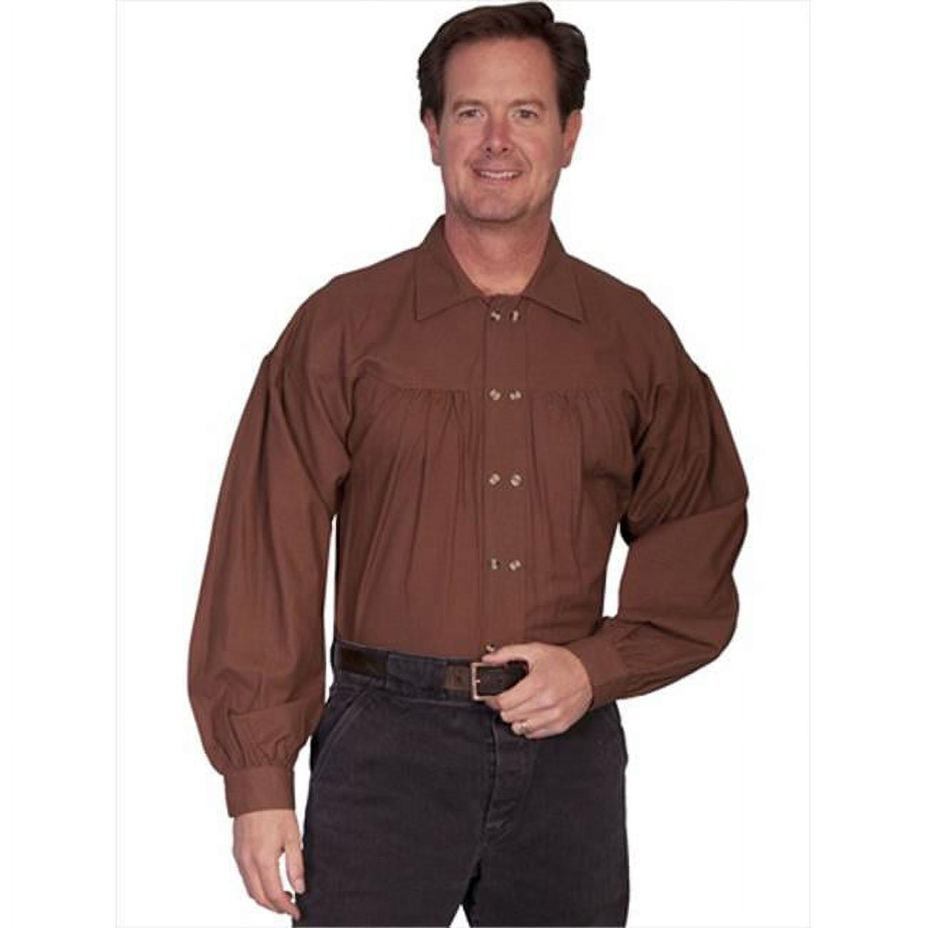 Scully Rangewear Mens Chocolate 100% Cotton L/S Pleated Old West Shirt ...