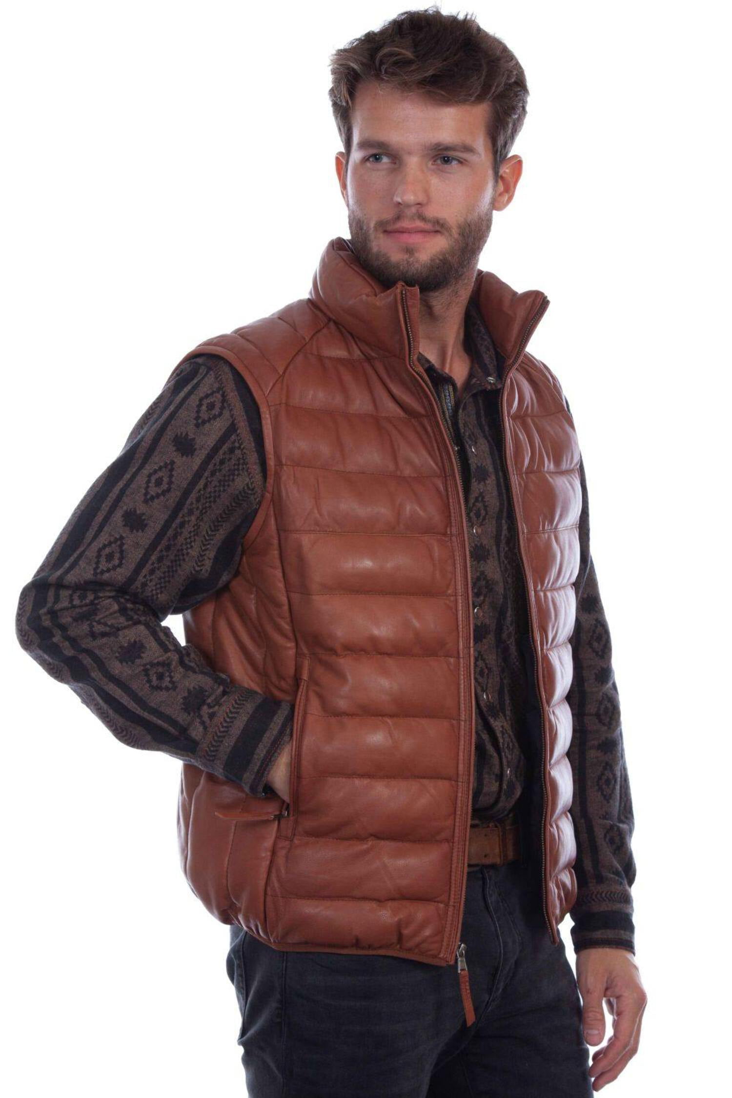 Scully Ribbed Leather Vest Premium Lamb, Conac - Small - Walmart.com