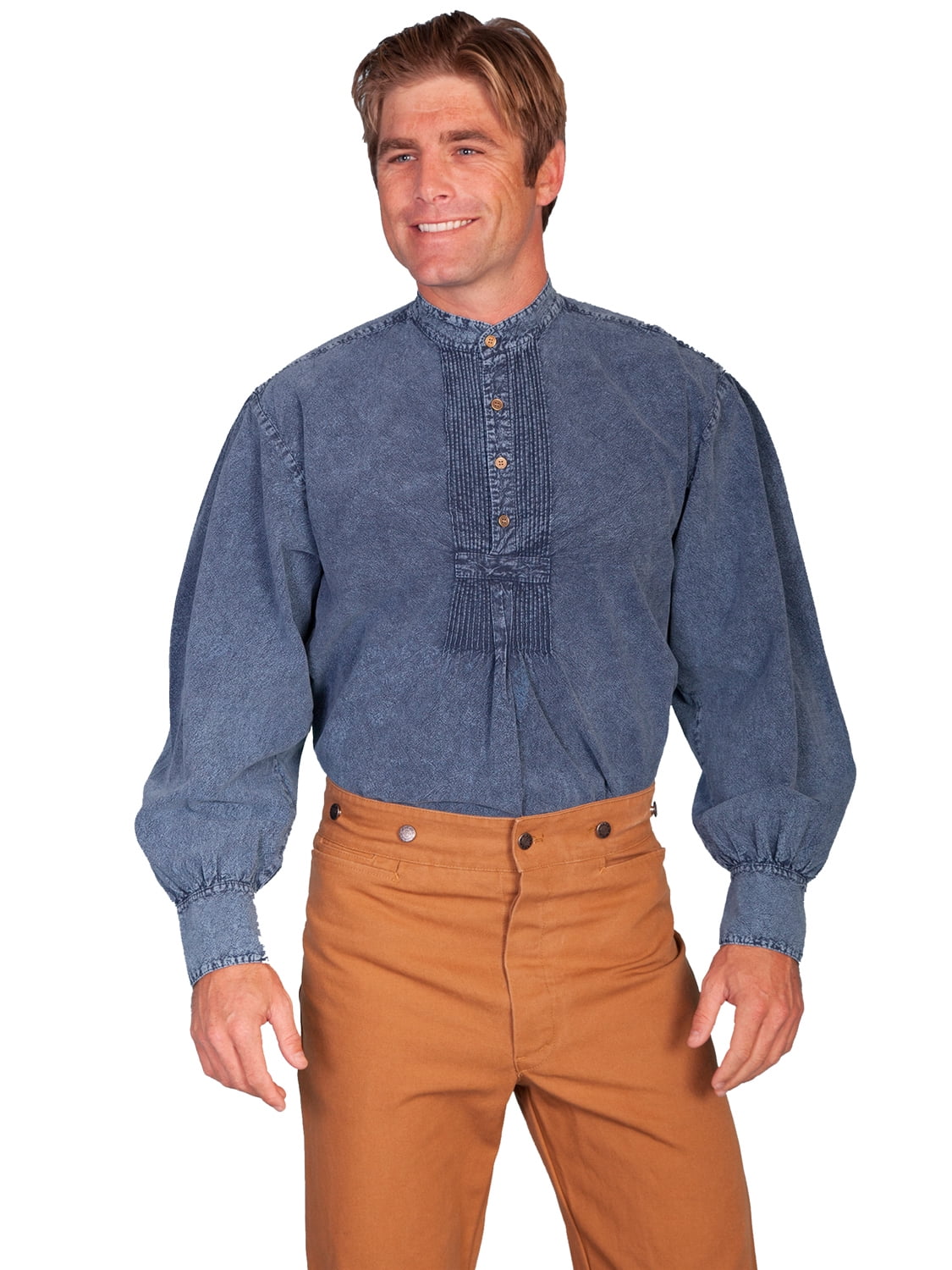 Scully RangeWear Mens Dark Blue 100% Cotton Vintage L/S Full Cut Shirt L - Walmart.com