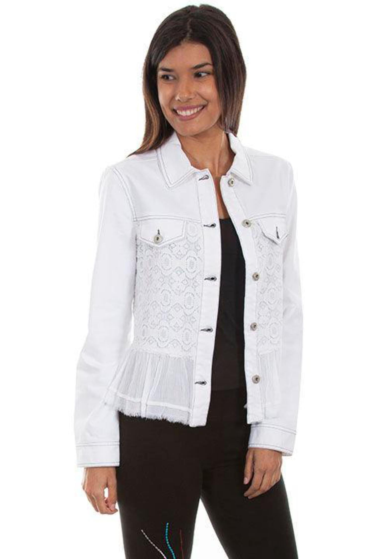 Scully Western Jacket Womens Denim Jean Button Lace 3X White F0_HC465 ...