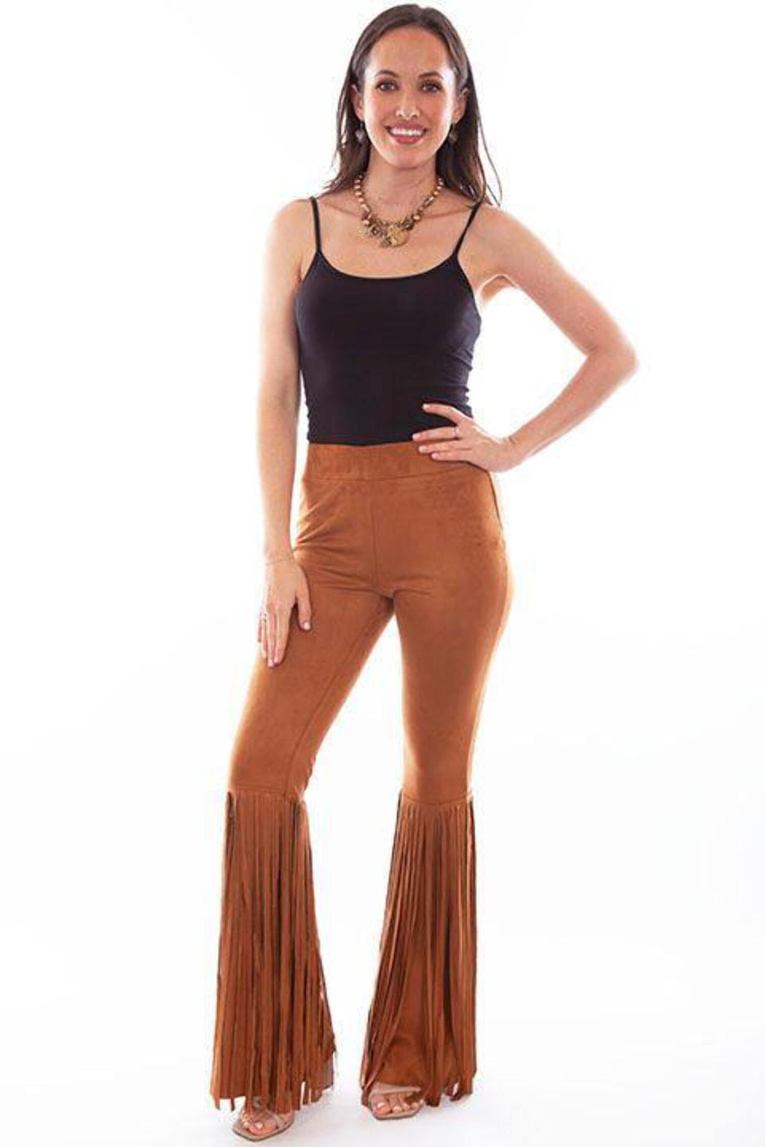 Scully Western Pants Womens Fringe Bell Bottom M Brown F0_HC771 ...