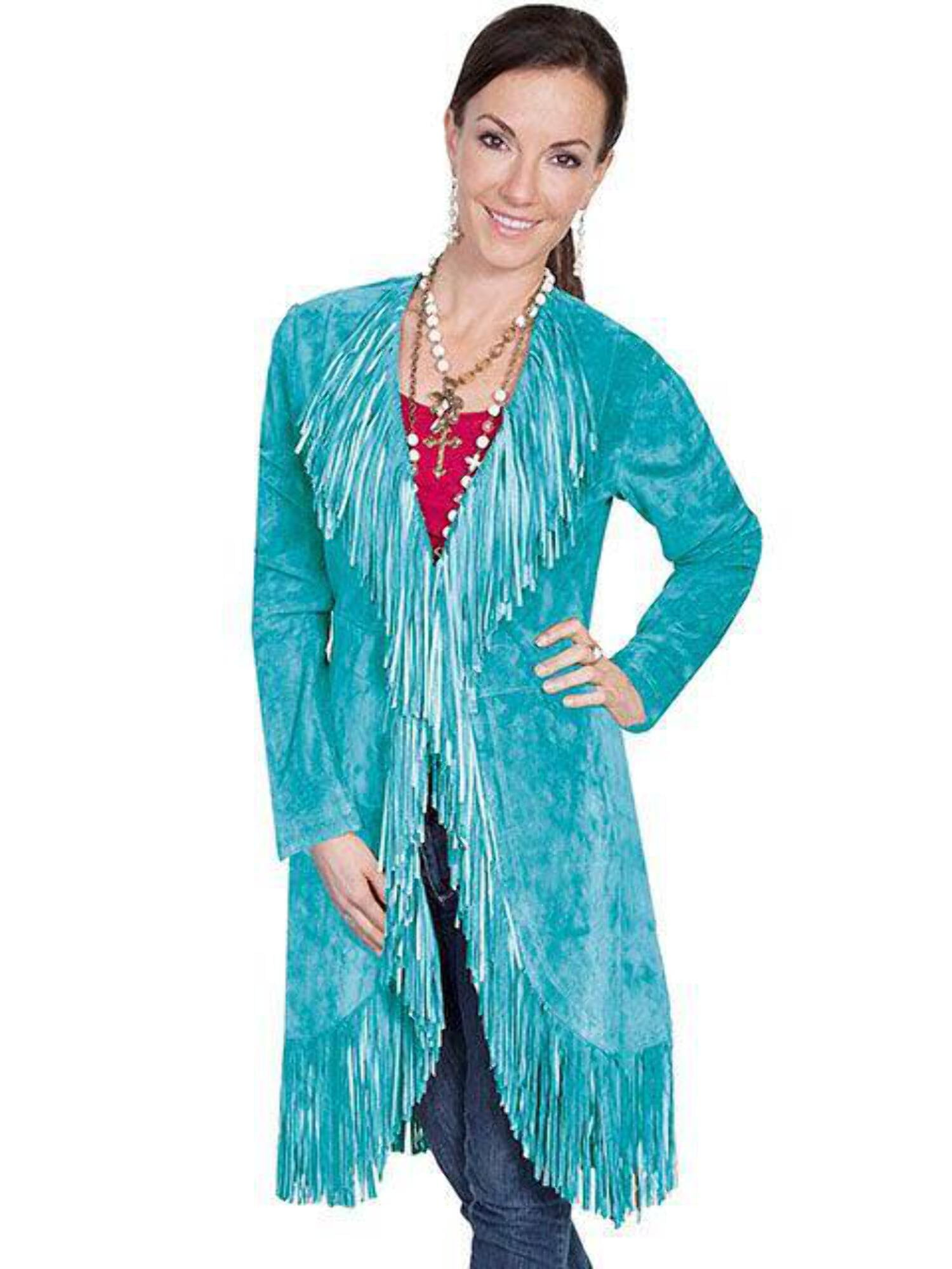 Scully Women's Boar Suede Fringed Maxi Coat - L19-81 Medium US ...