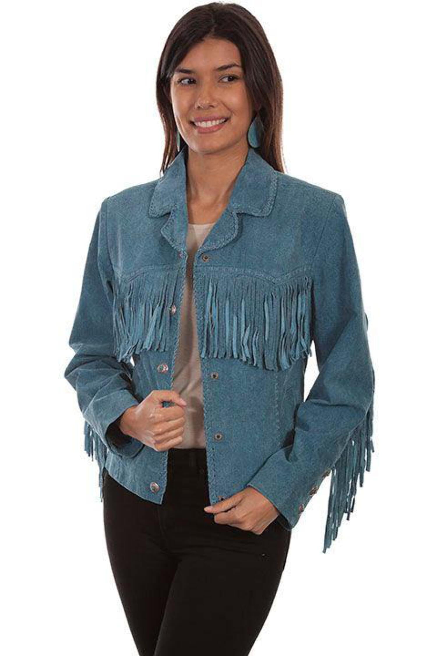 Scully Womens Denim Suede Western Fringe Jacket XL - Walmart.com