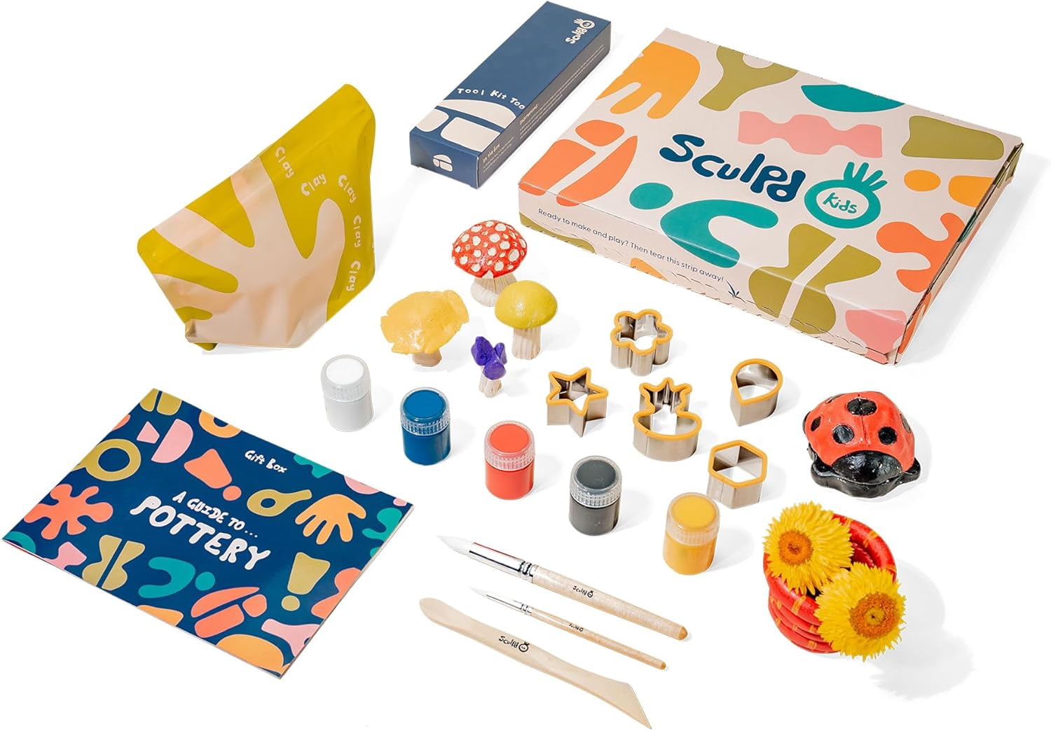 Sculpd - The Original Kids Pottery Kit, Air-Dry Clay Starter Kit for ...