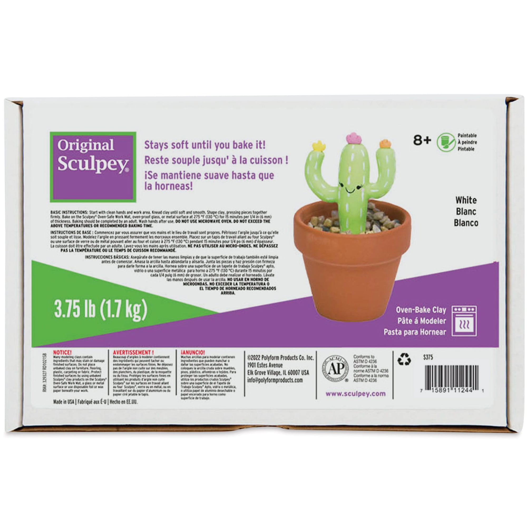 Sculpey: Original White Polymer Oven Bake Clay - 3.75 lb, Non-Toxic ...