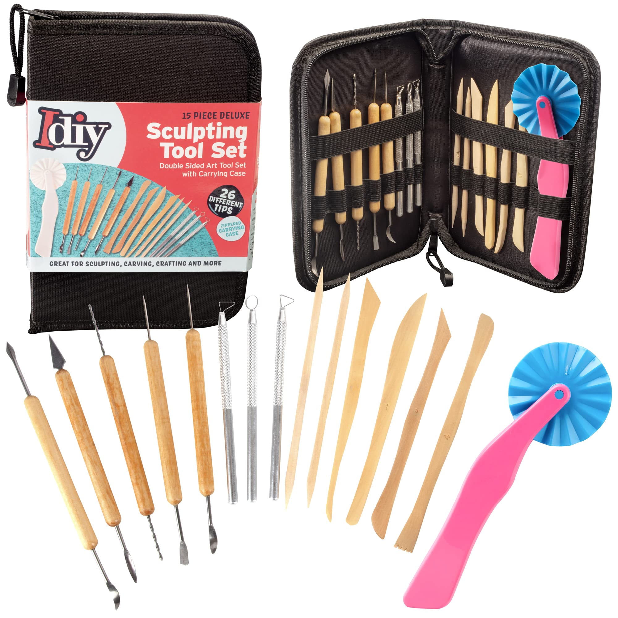 Sculpt Pro Pottery Tool Starter Kit - 15-Piece 26-Tool Beginner's Clay Ceramics Modeling Carving ...