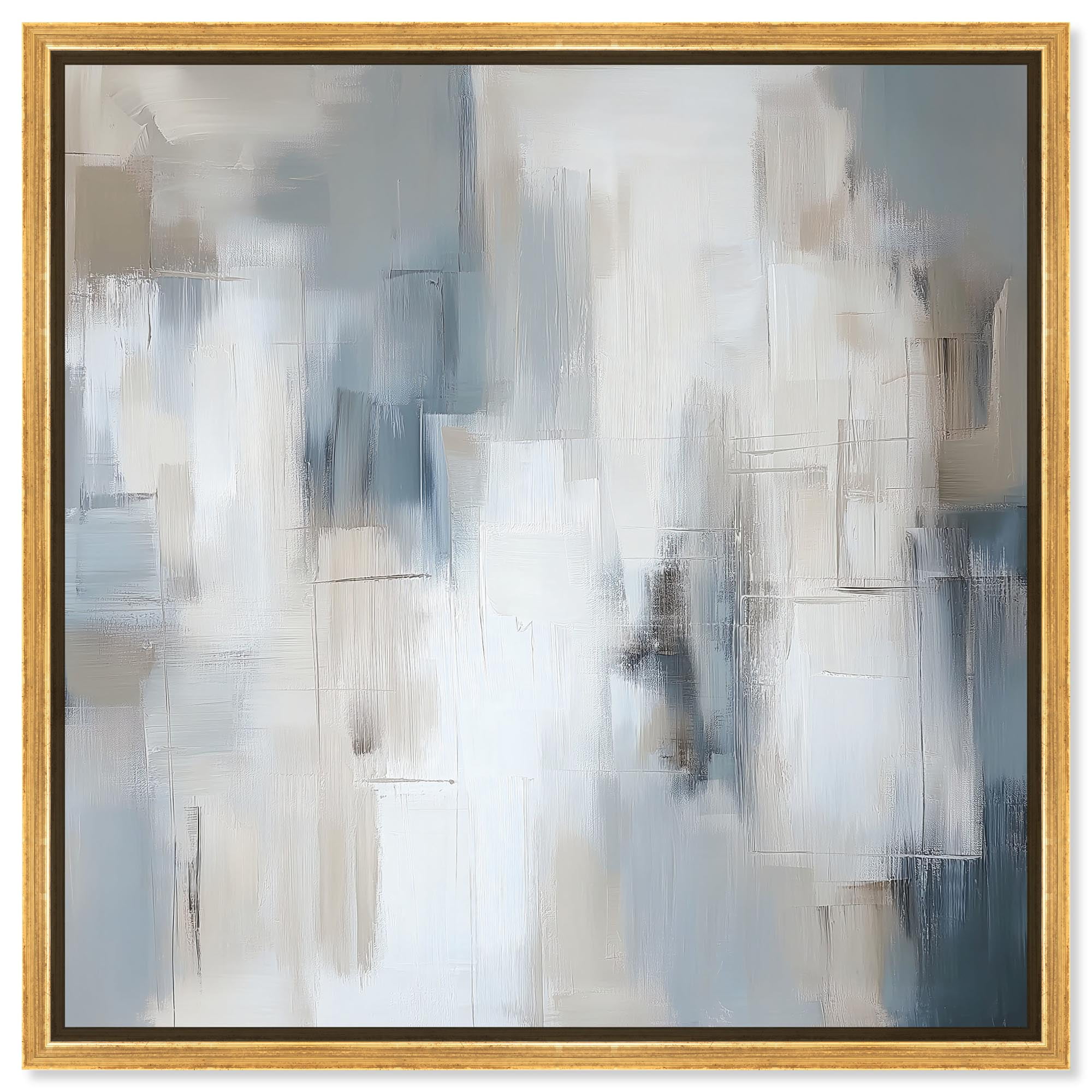 Sculpted Surface Canvas Pastel Blue Hues by Art Remedy, Gold Frame, 30 ...