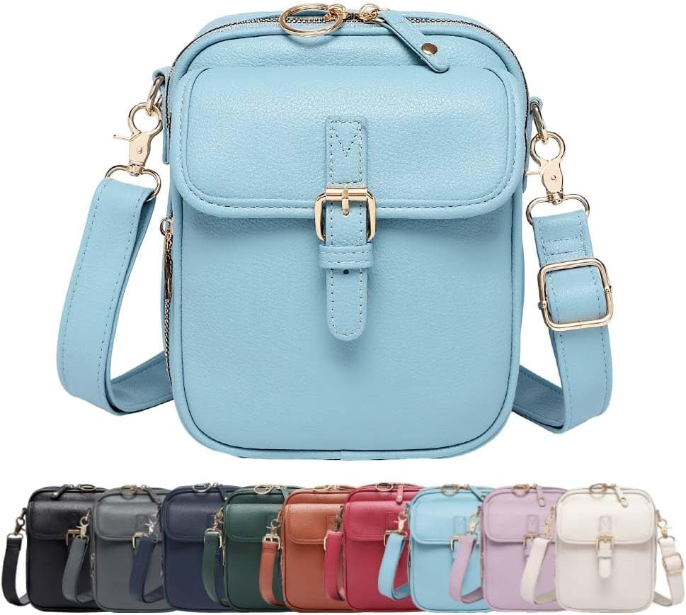 Sculptiure Crossbody Leather Bag,Double Layer Large Capacity Messenger ...