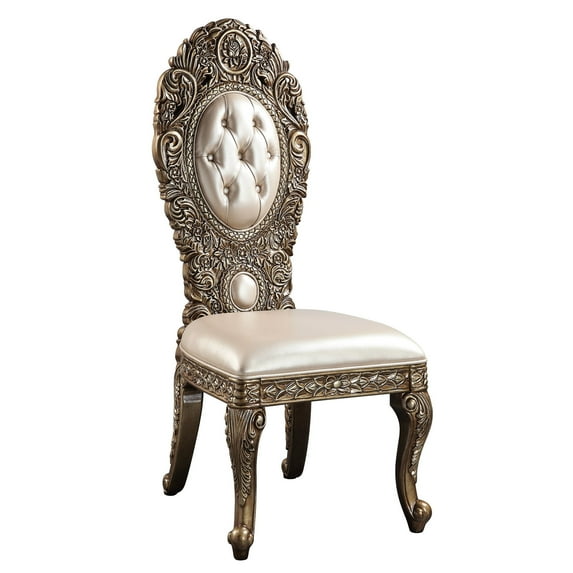 Sculpture Floral Adorned Tufted Back Side Chairs in Ivory - Create a ...