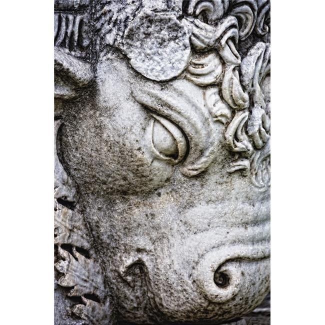 Sculpture of Bull Temples of Apollo & Athena Side Turkey Poster Print ...