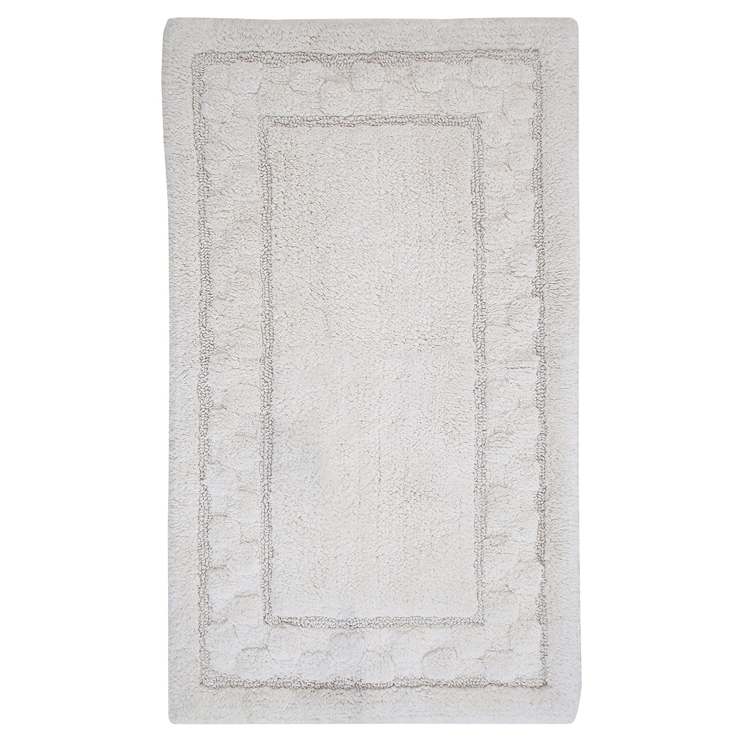 Sculptured Border Design Non-Slip Cotton Bath Rug 24" x 40" White by ...