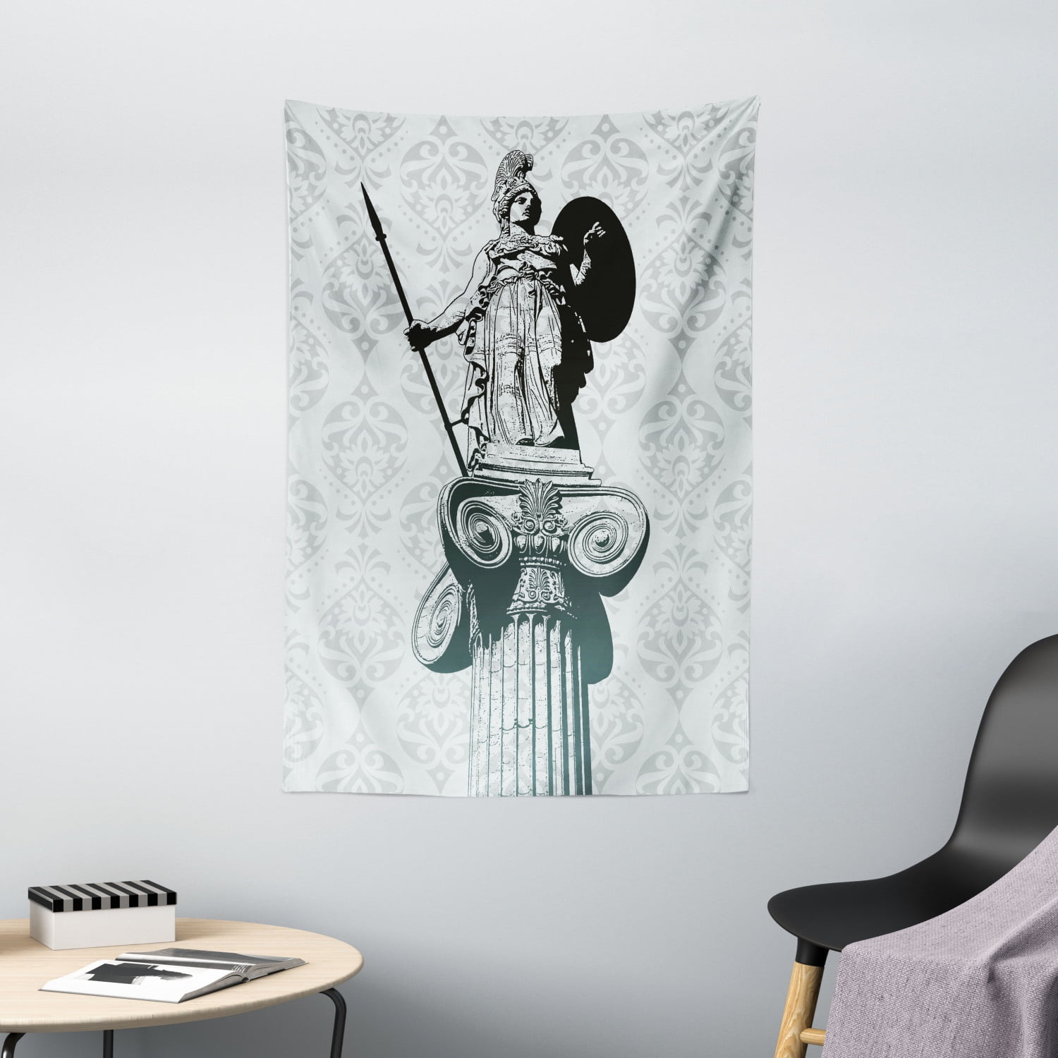 Sculptures Decor Wall Hanging Tapestry, Statue of Athena on Pillar ...