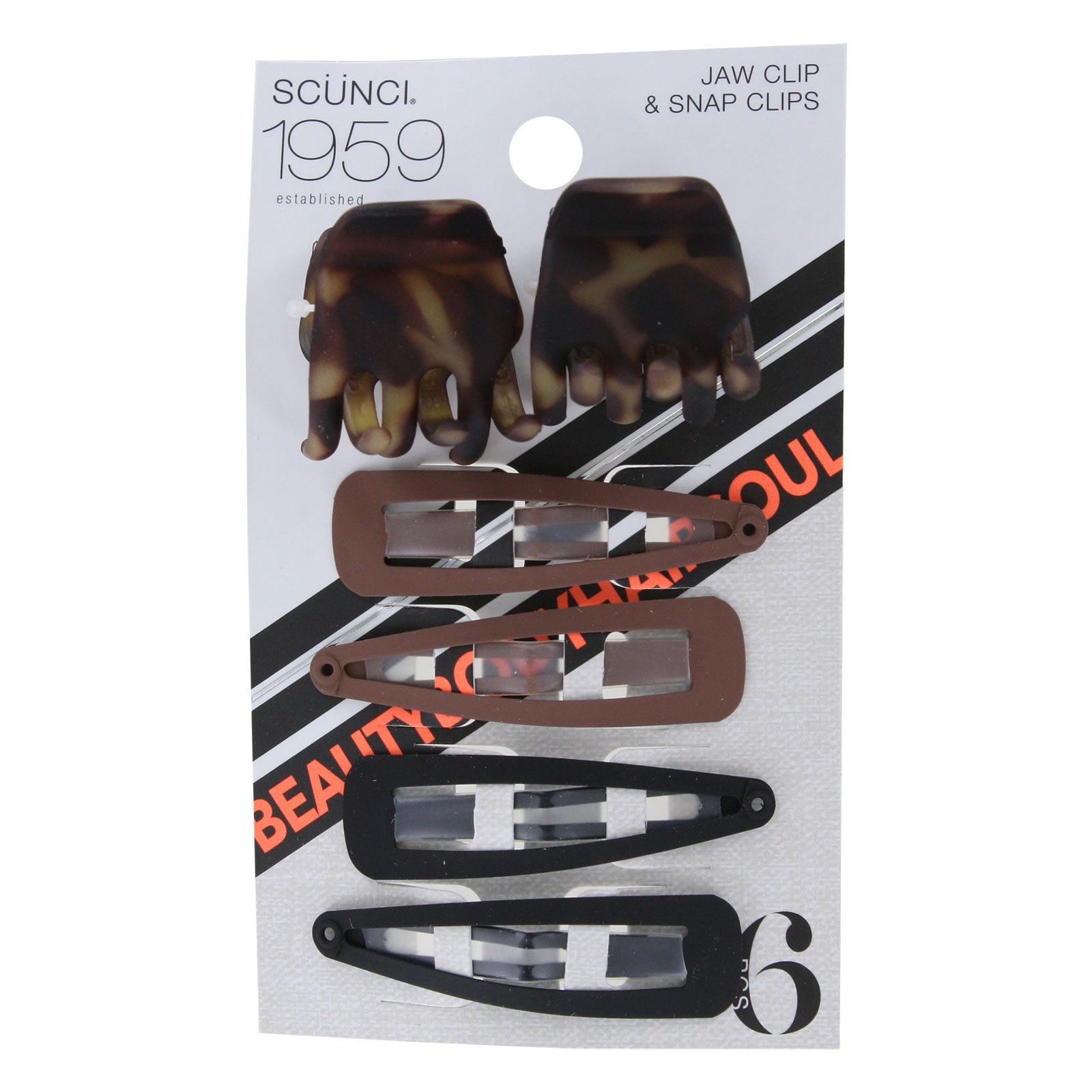 Scunci 1959 No-Slip Grip Hair Jaw Clips and Snap Clips, Assorted Colors ...