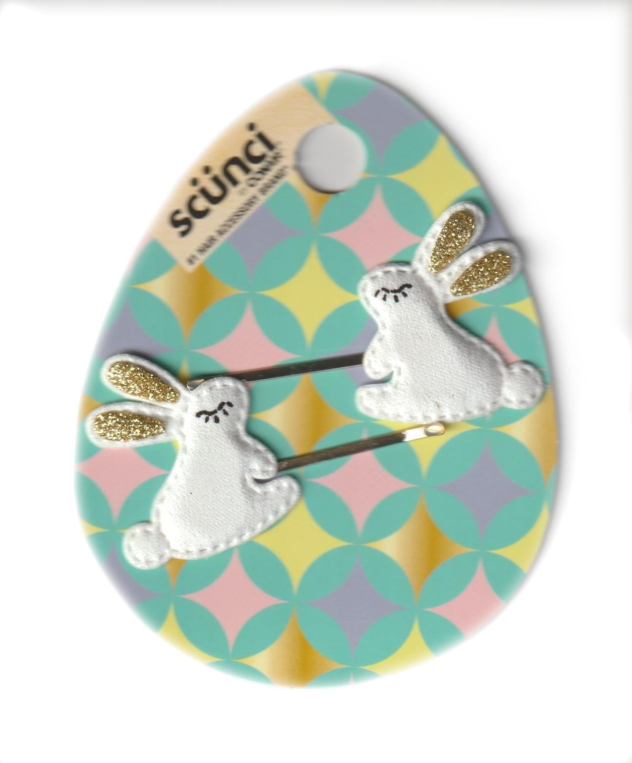 Scunci 2 PC Bunny Rabbit Bobby Pins Felt Gold Glitter - Walmart.com